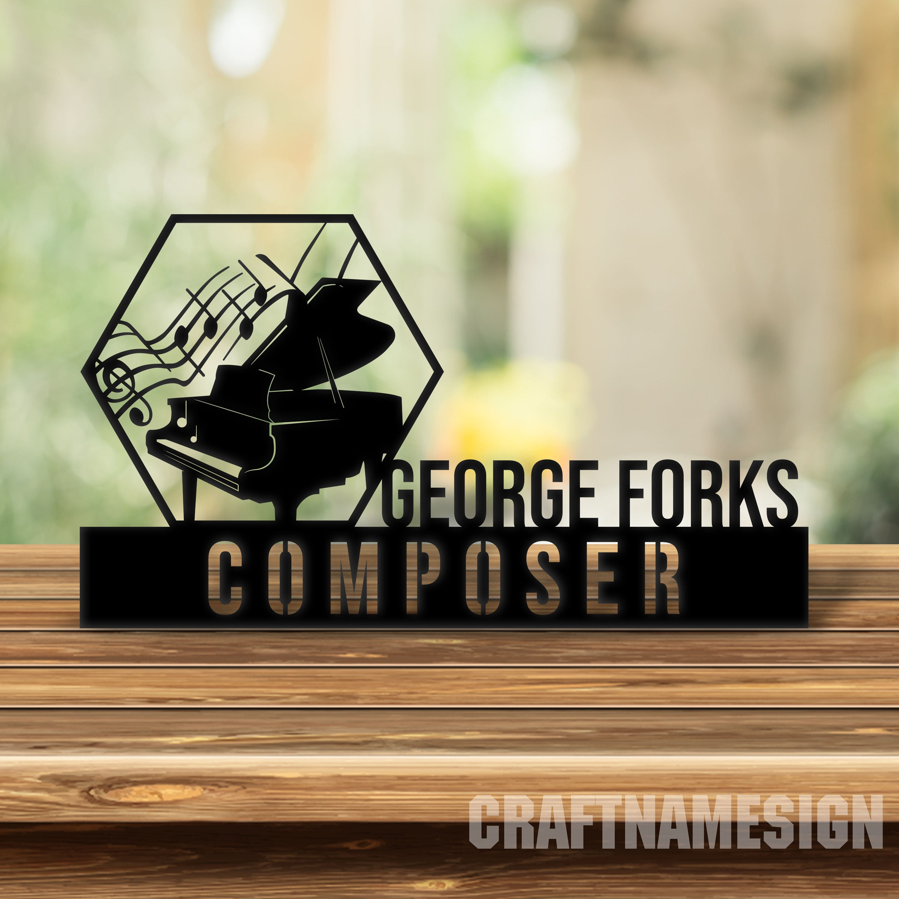 Craftnamesign Custom Wooden Piano Player Desk Name Plate, Pianists ...