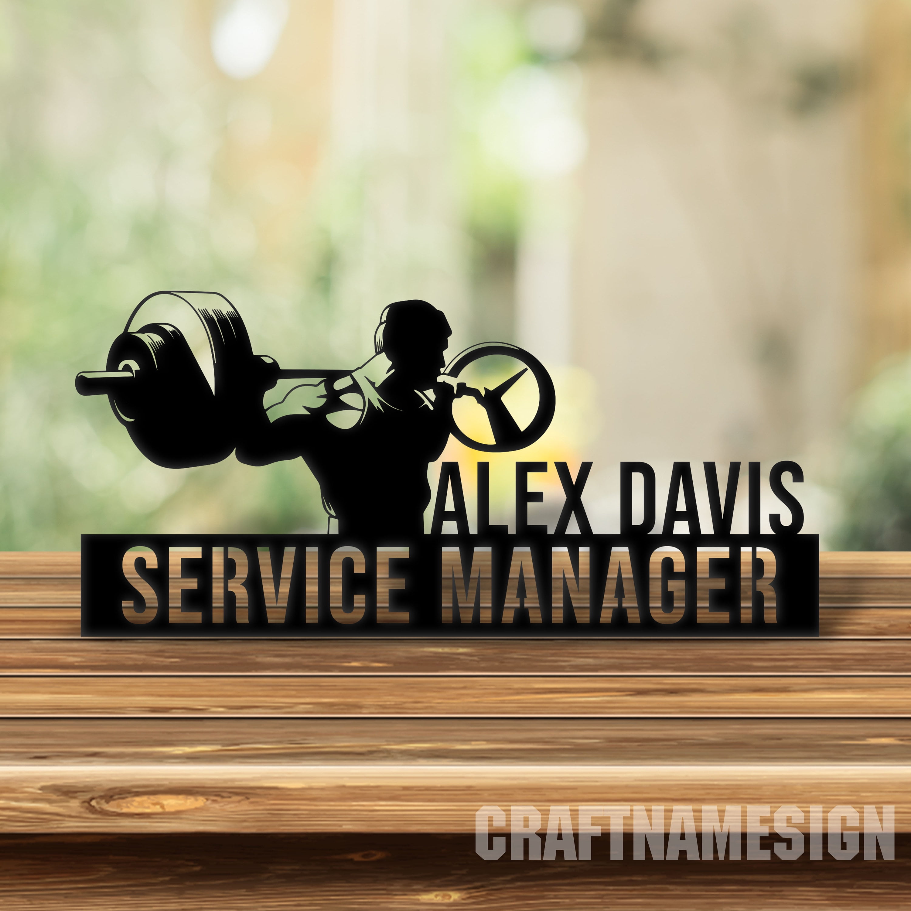 Craftnamesign Custom Wooden Powerlifting Workout Desk Name Plate ...