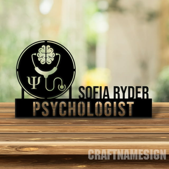 Craftnamesign Custom Wooden Psychologist Desk Name Plate, Therapist ...