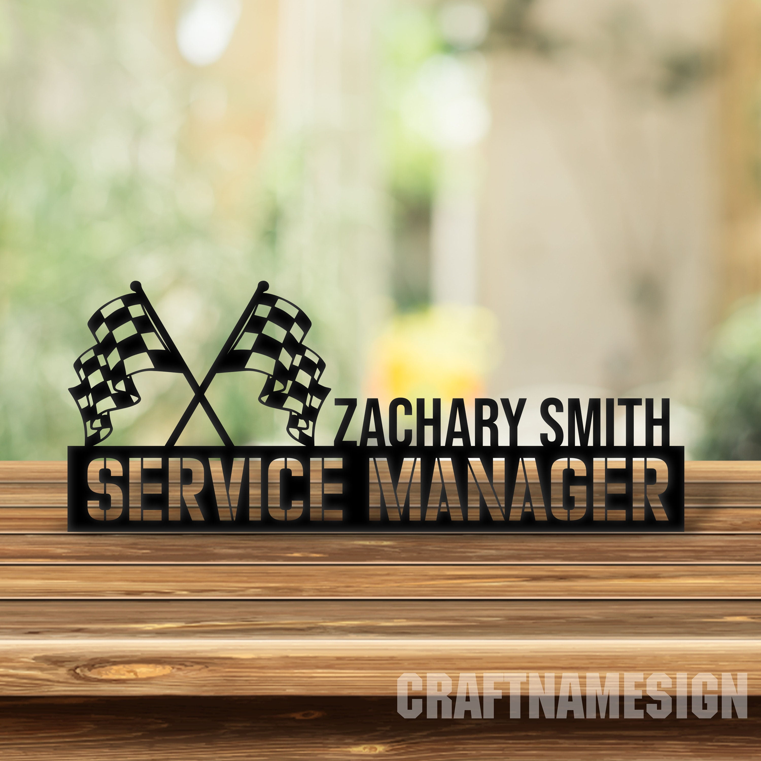 Craftnamesign Custom Wooden Racing Flag Desk Name Plate, Flag Metal ...