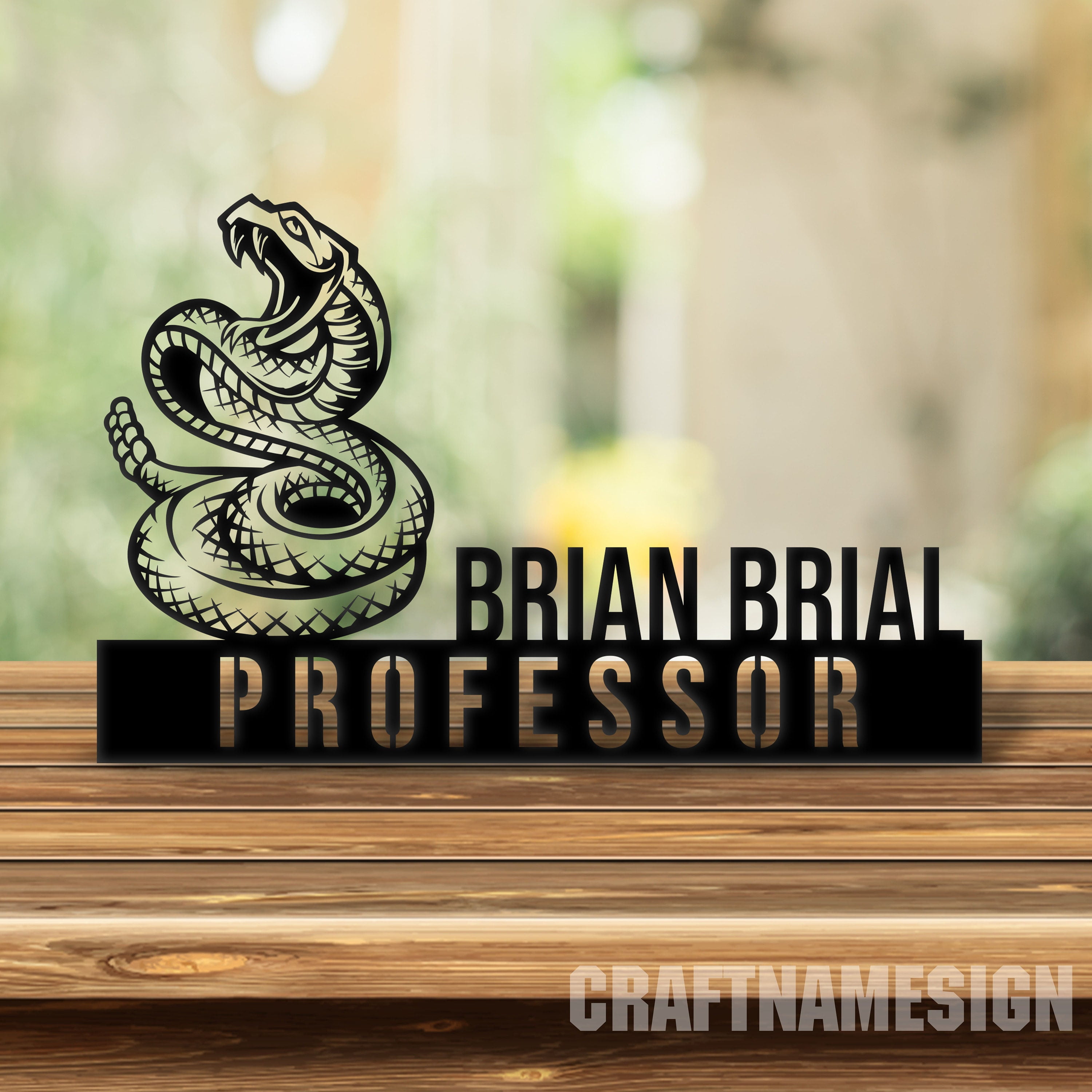 Craftnamesign Custom Wooden Rattlesnake Snake Desk Name Plate, Custom ...