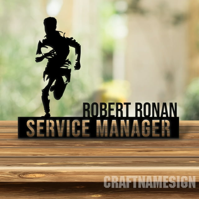 Craftnamesign Custom Wooden Rugby Desk Name Plate, Rugby Player Metal ...