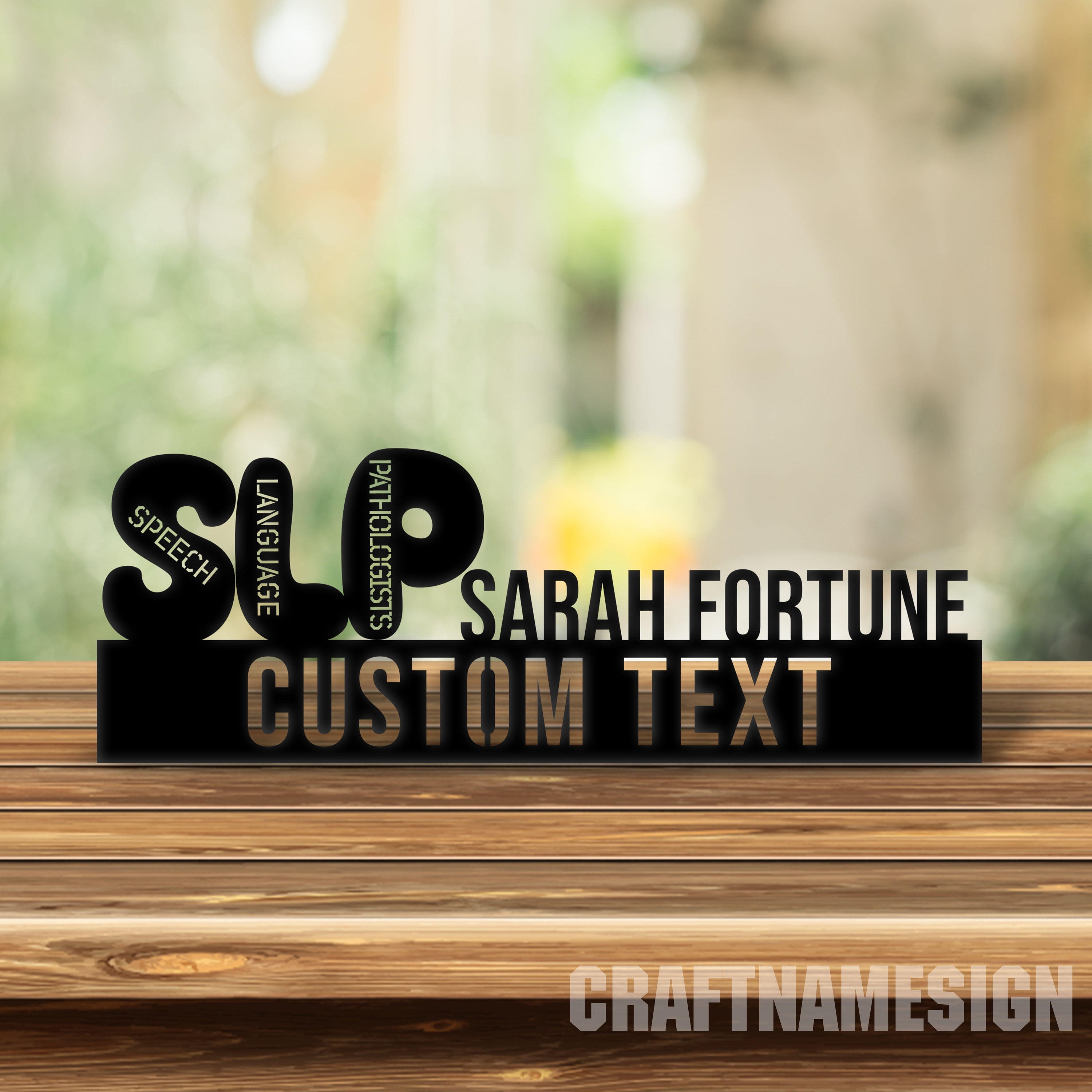 Craftnamesign Custom Wooden SLP Desk Name Plate, Speech Language ...