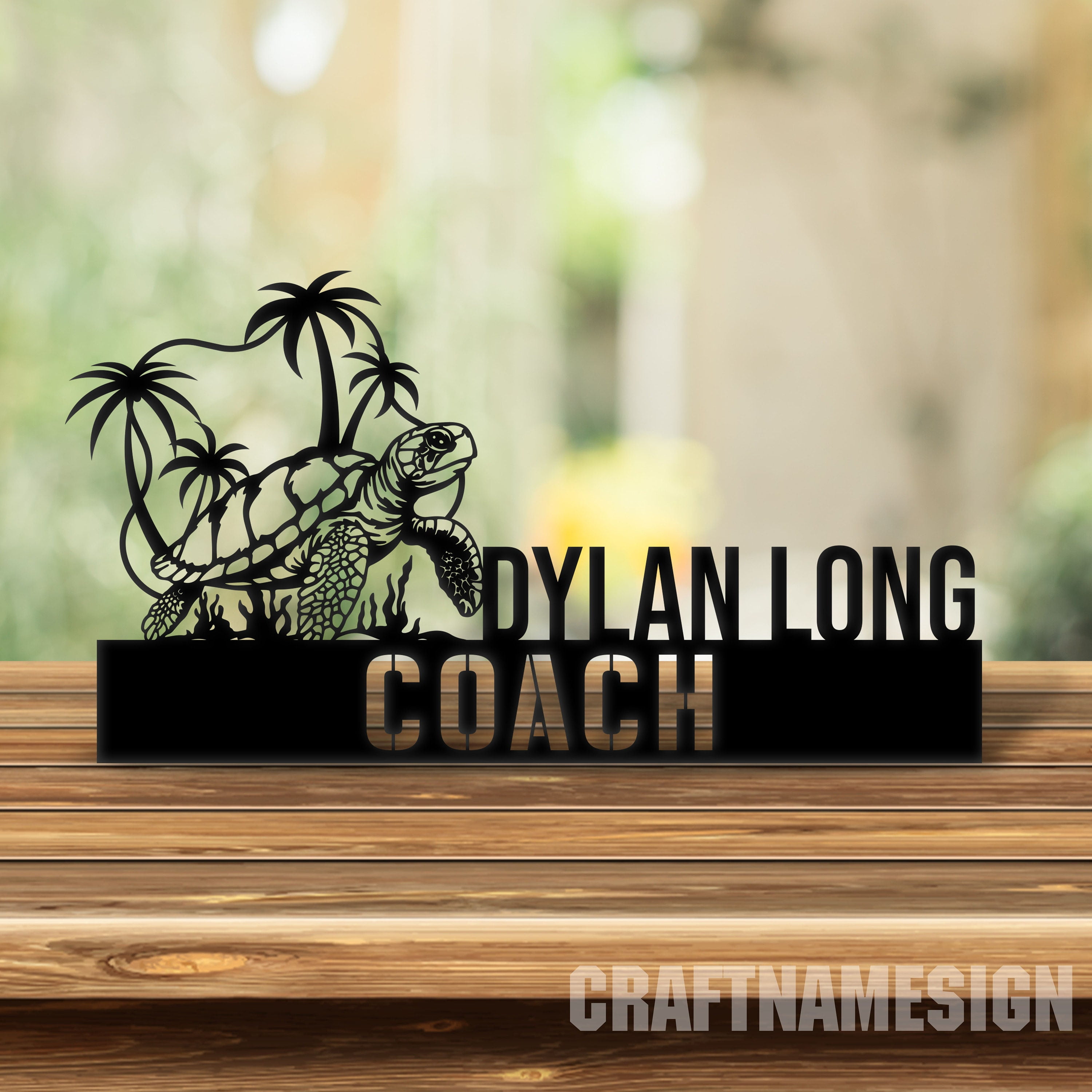 Craftnamesign Custom Wooden Sea Turtle Desk Name Plate, Turtle Lovers ...