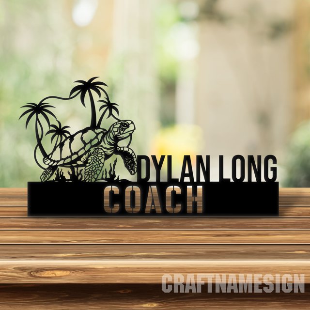 Craftnamesign Custom Wooden Sea Turtle Desk Name Plate, Turtle Lovers ...