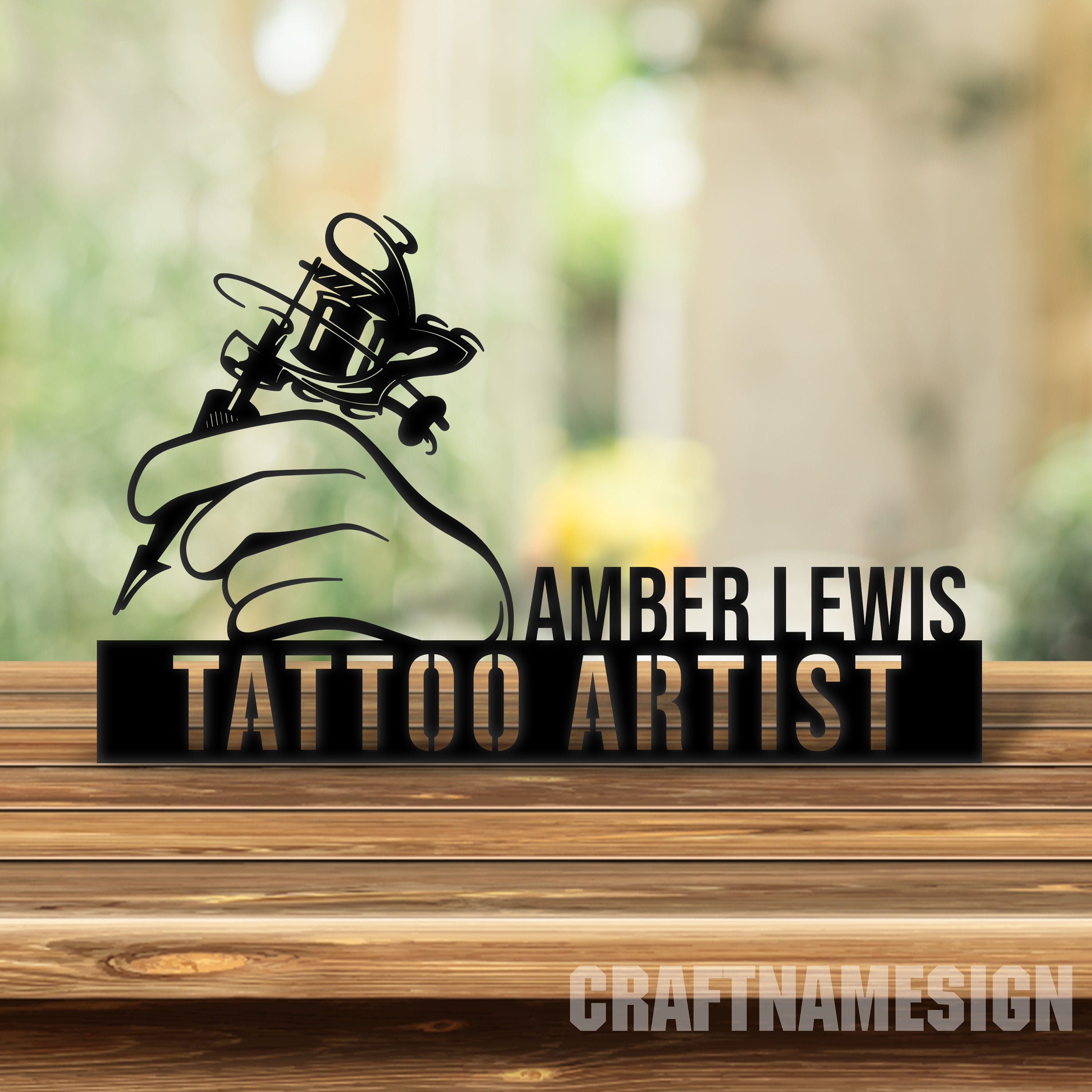 Craftnamesign Custom Wooden Tattoo Artist Desk Name Plate,Tattoo Studio ...