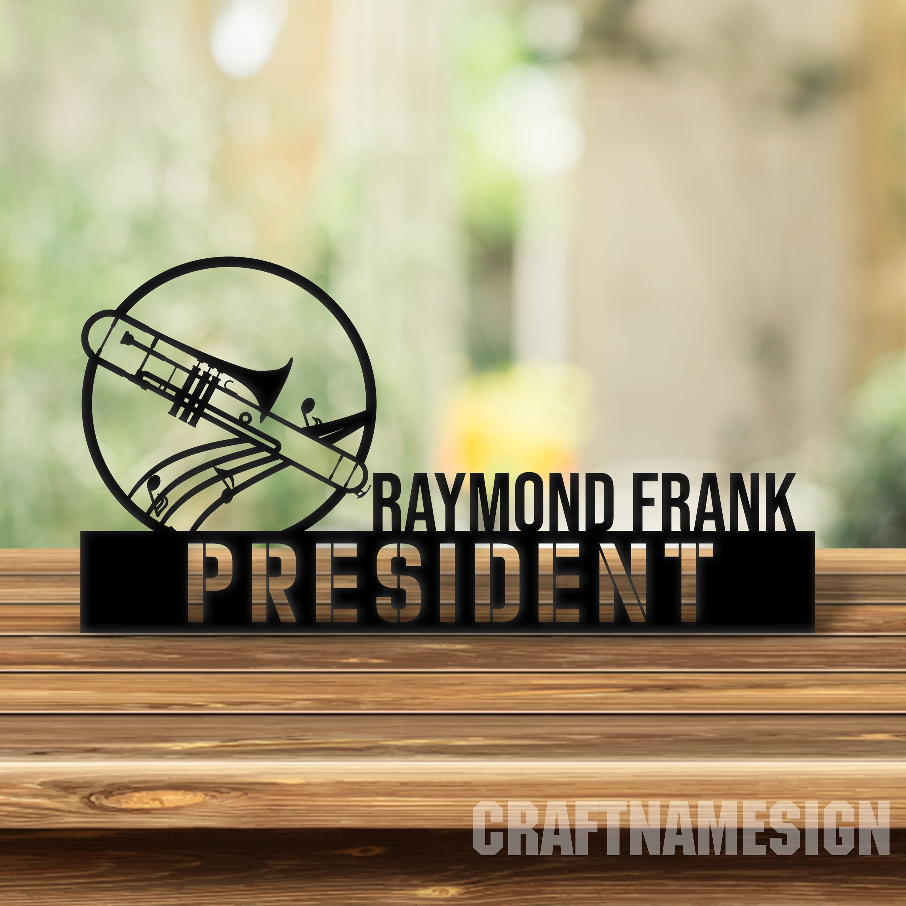 Craftnamesign Custom Wooden Trombone Instrument Desk Name Plate ...