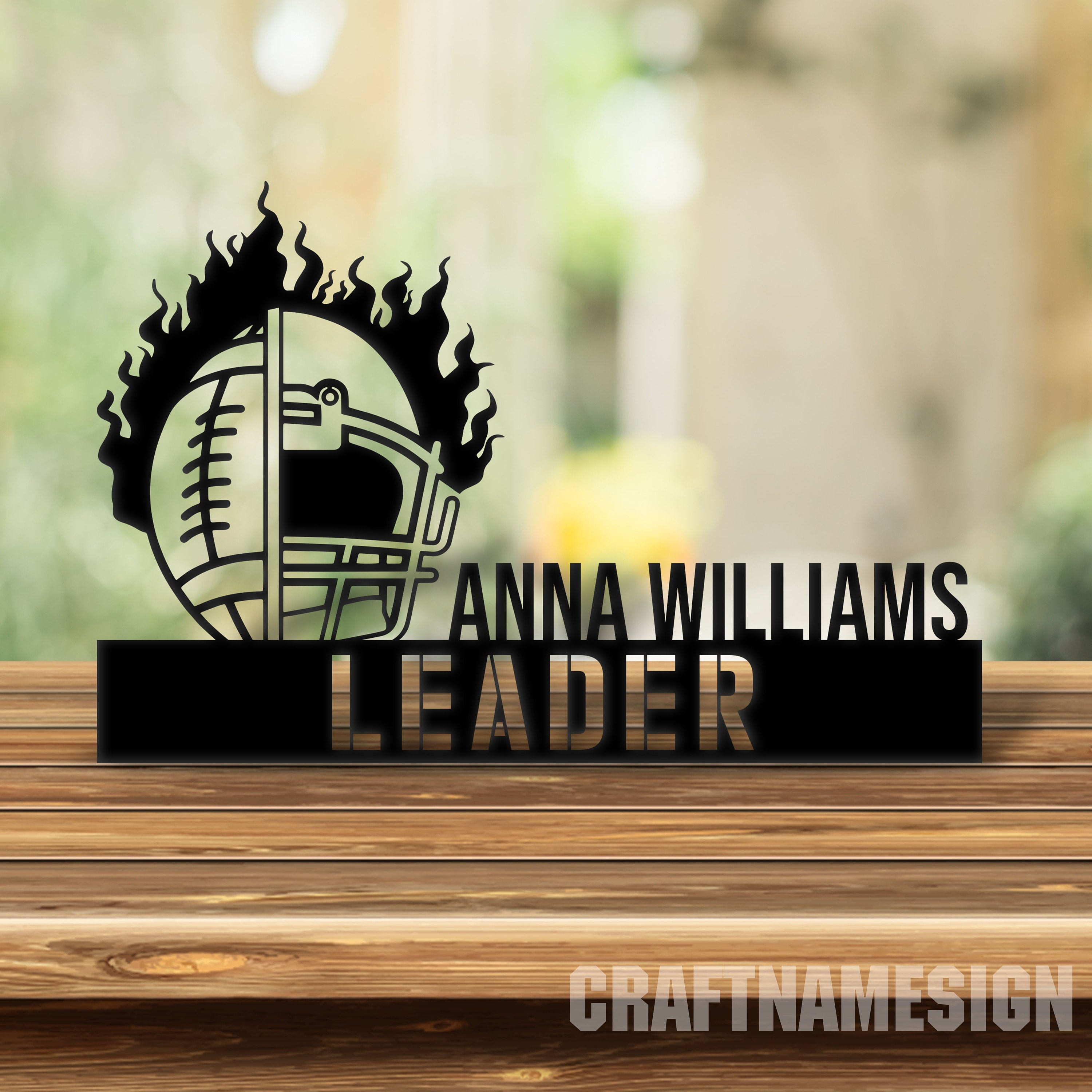 Craftnamesign Custom Wooden US Football Desk Name Plate, Football ...