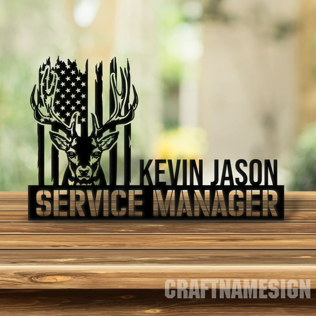 Craftnamesign Custom Wooden US Patriotic Deer Hunting Desk Name Plate ...