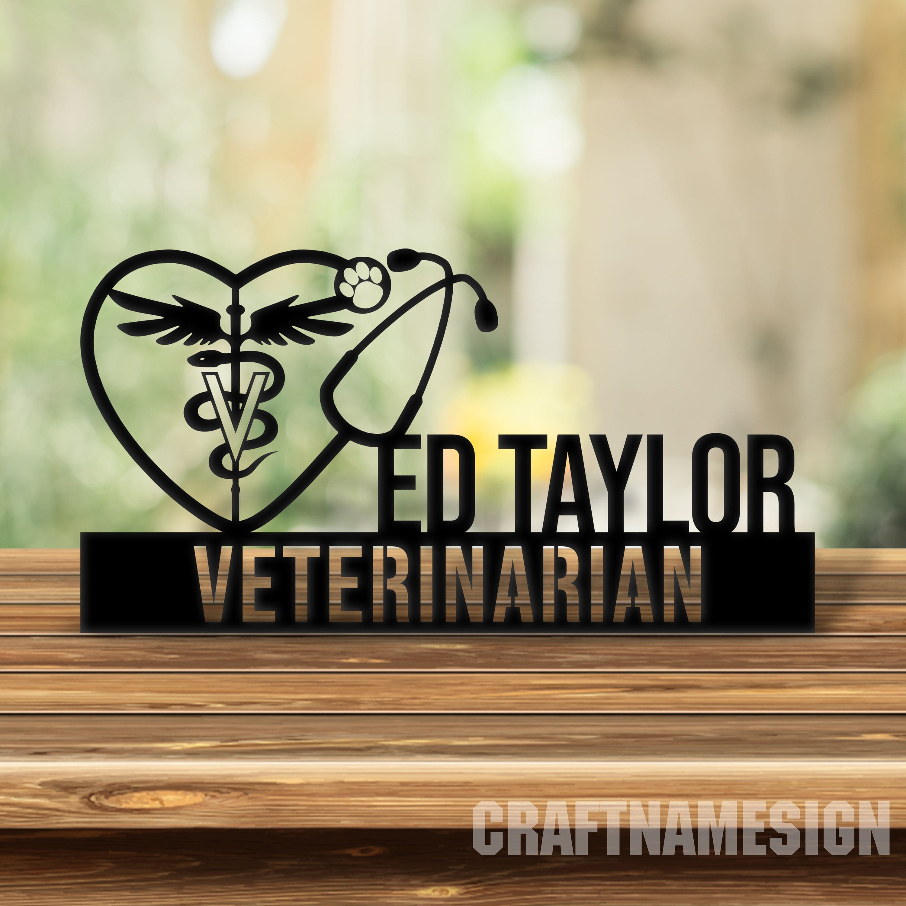 Craftnamesign Custom Wooden Veterinarian Desk Name Plate, Vet Tech ...