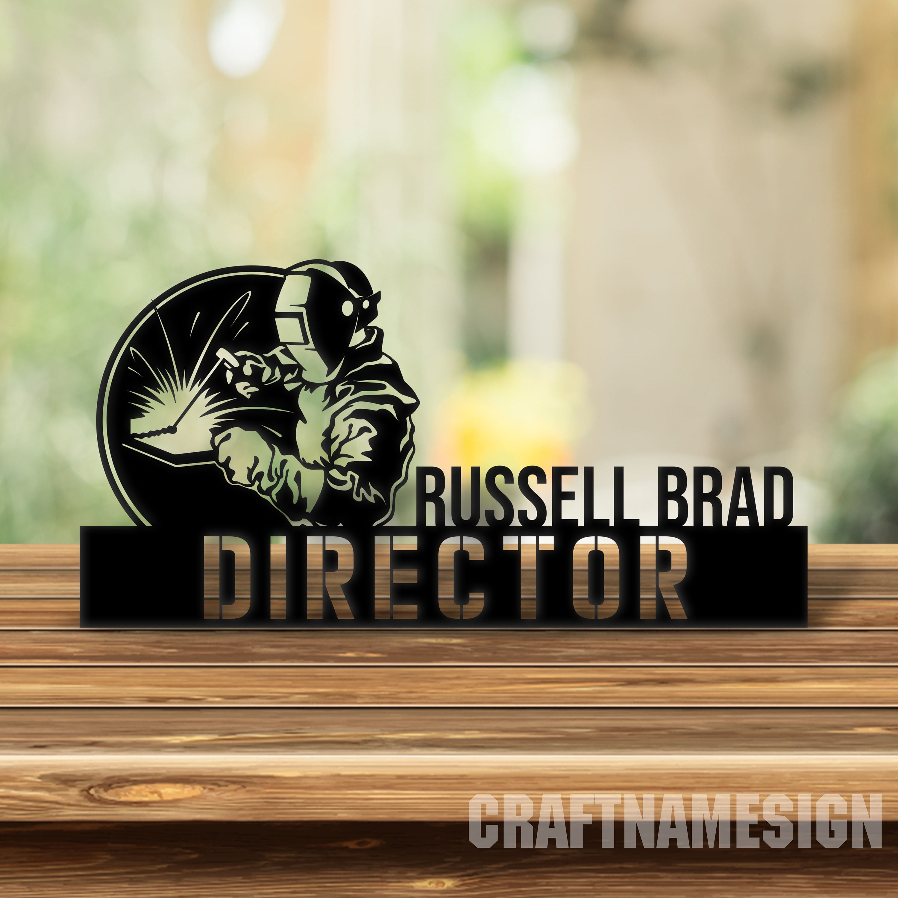 Craftnamesign Custom Wooden Welding Desk Name Plate, Welder Metal ...