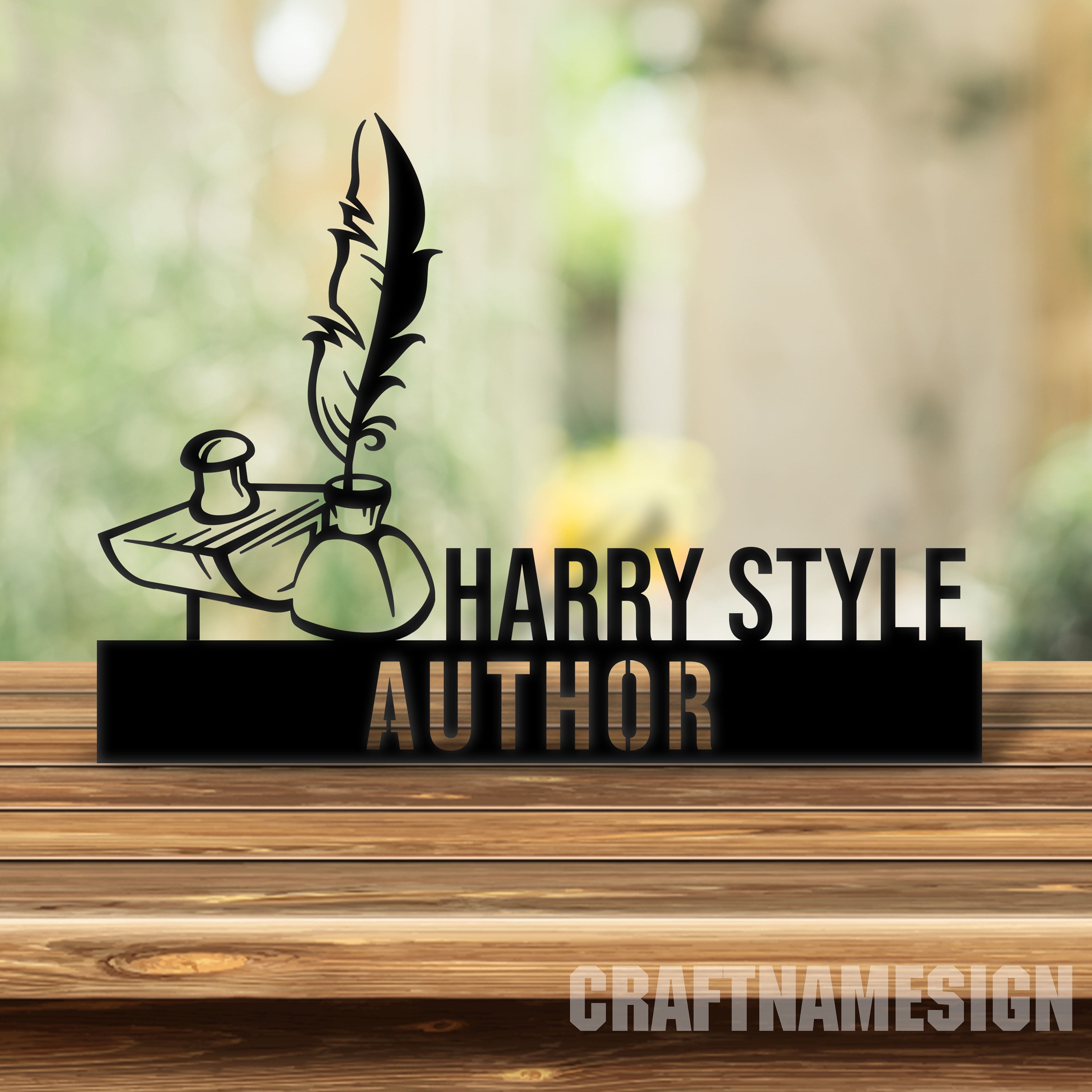 Craftnamesign Custom Wooden Writer Desk Name Plate, Writing Author ...