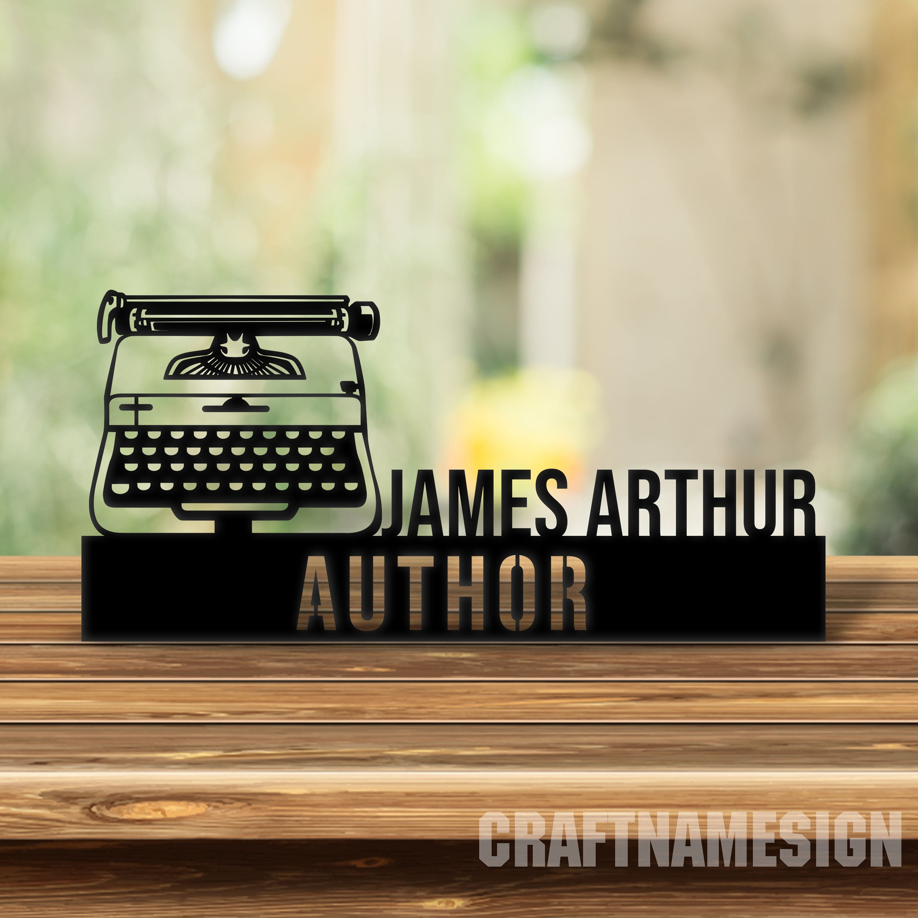 Craftnamesign Custom Wooden Writer Desk Name Plate, Writing Author ...