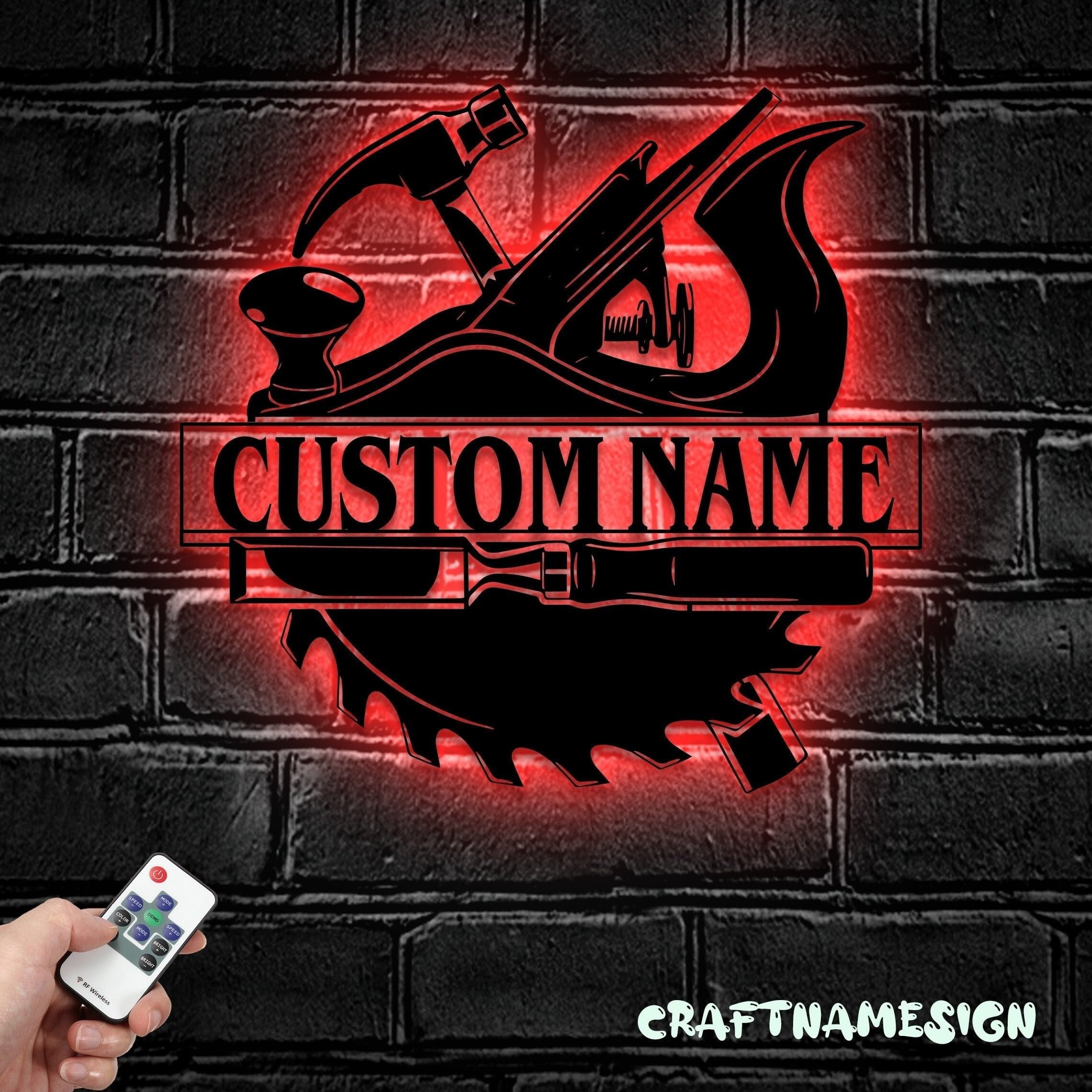 Craftnamesign Custom Woodworking Tool Metal Wall Art LED Light ...