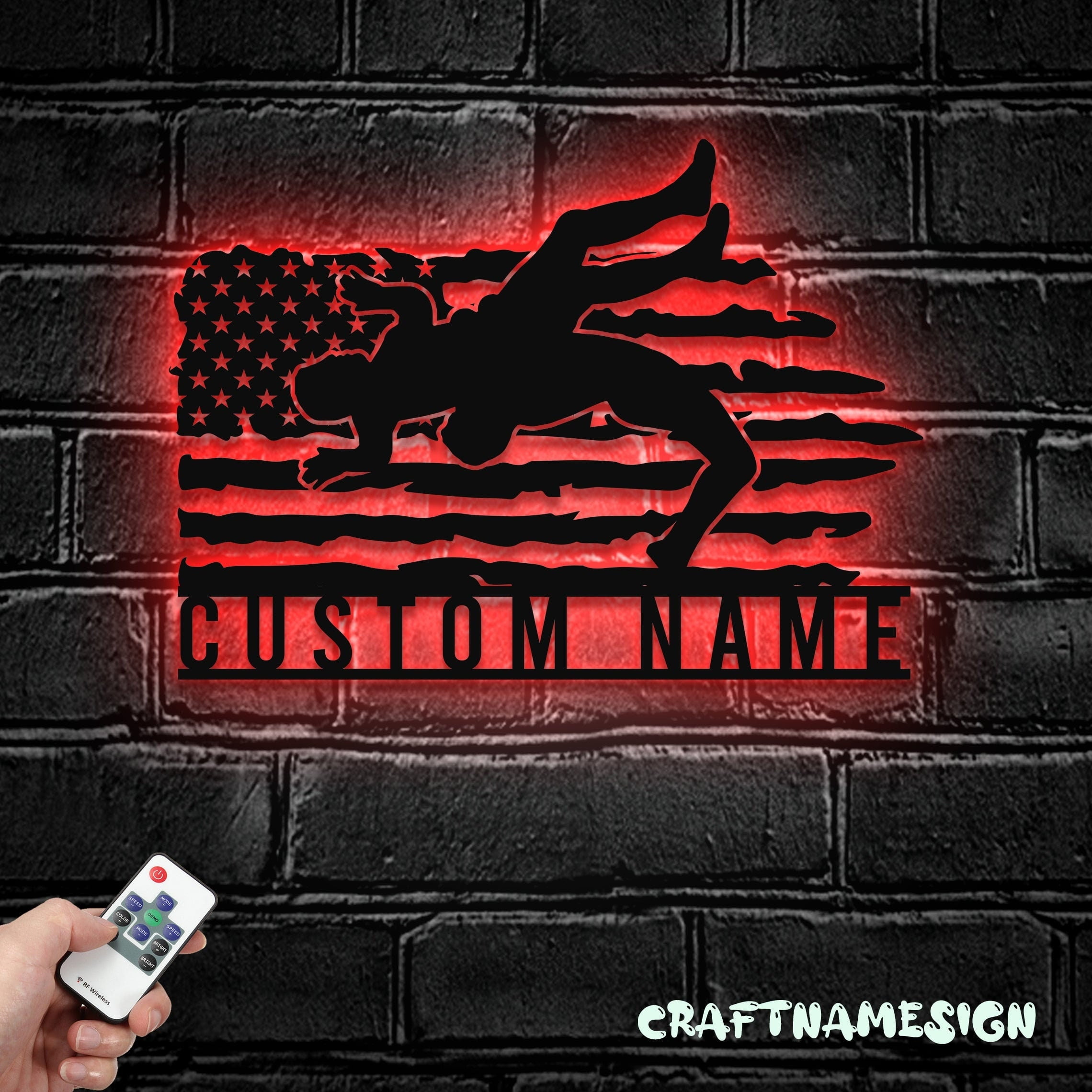 Craftnamesign Custom Wrestler Metal Wall Art LED Light, Personalized ...