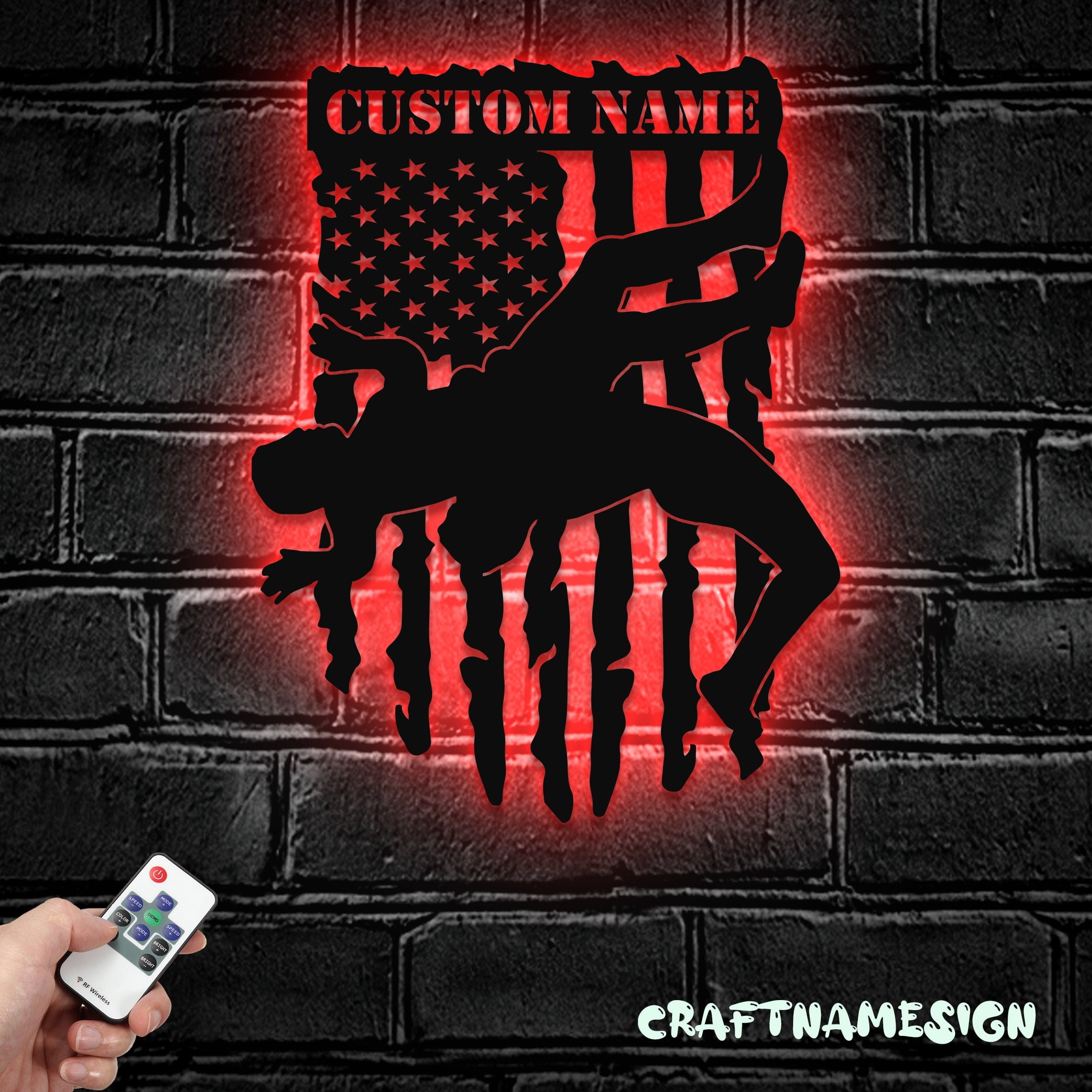 Craftnamesign Custom Wrestler Metal Wall Art LED Light, Personalized ...