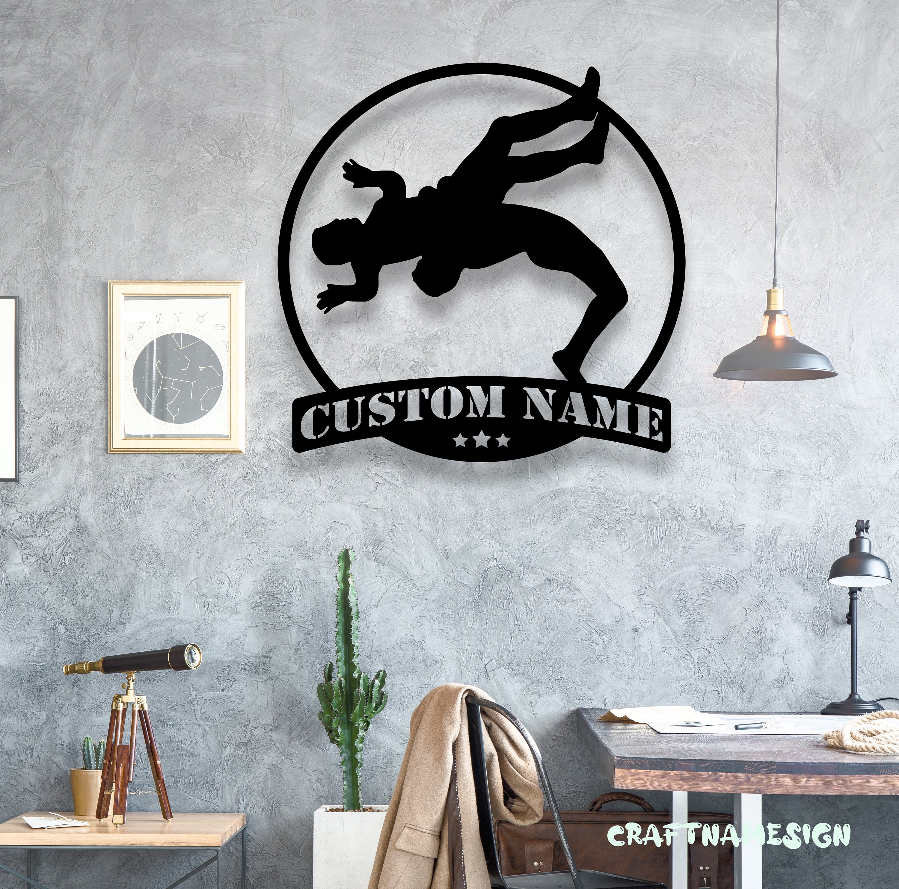 Craftnamesign Custom Wrestling Metal Wall Art LED Light, Custom ...