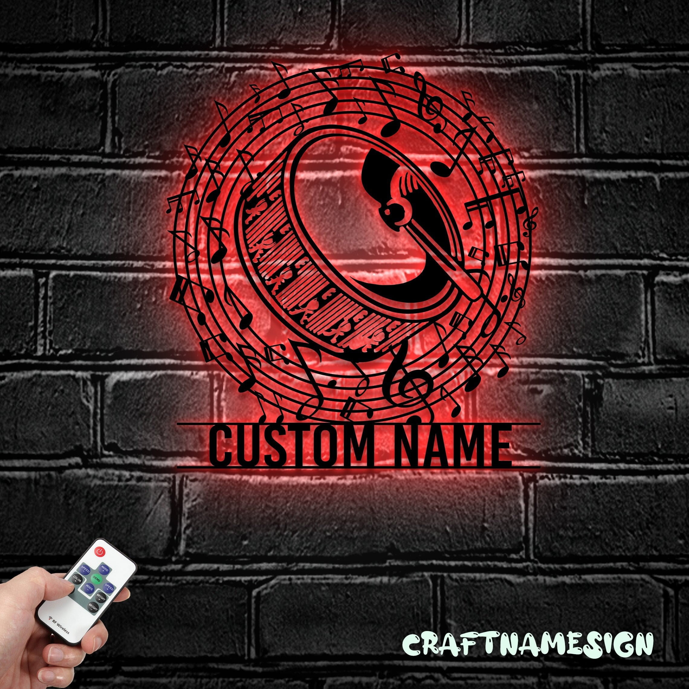 Craftnamesign Custom Shaman Drum Metal Wall Art LED Light, Custom ...