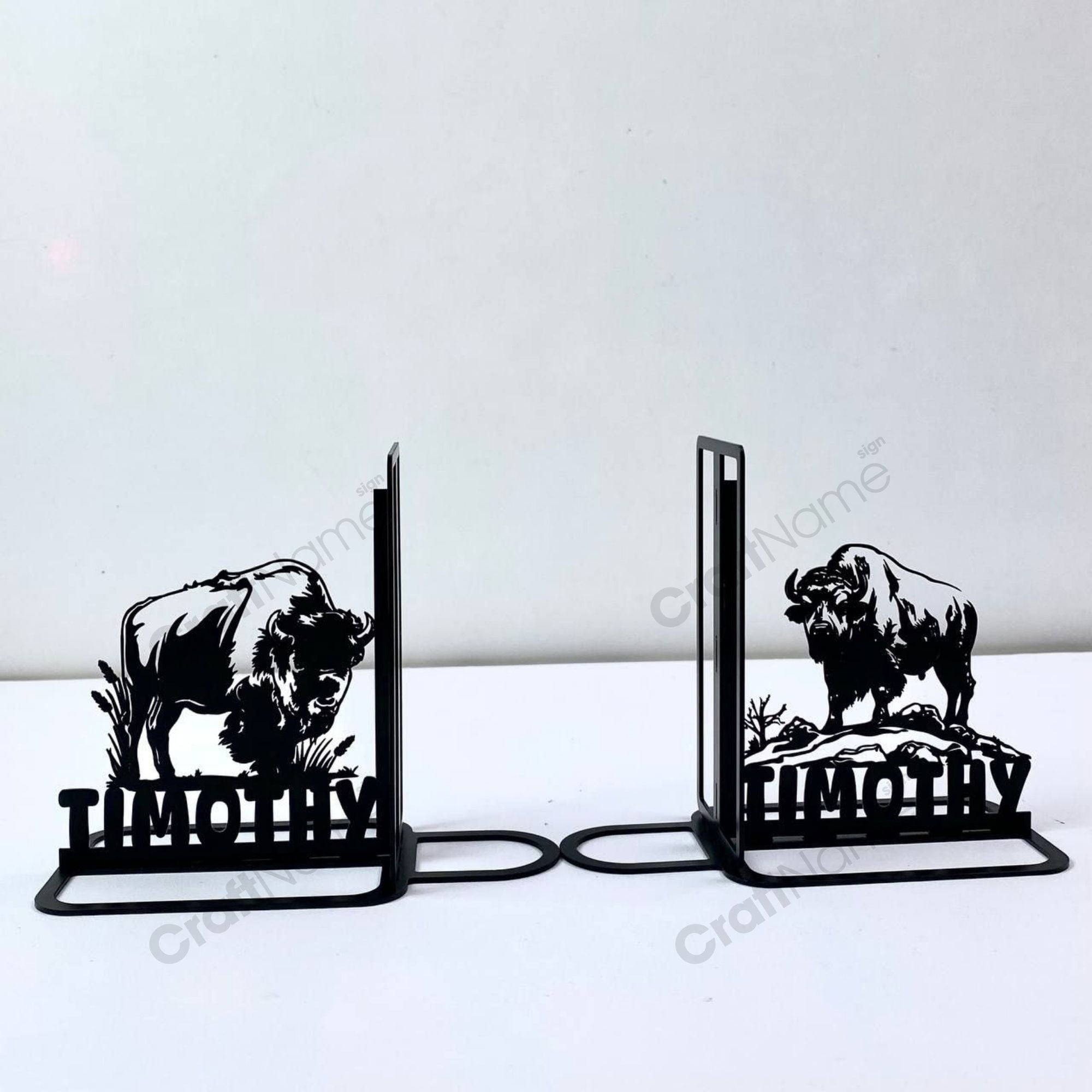 Craftnamesign Customized Bison Metal Bookends For Shelves, Animal Book ...