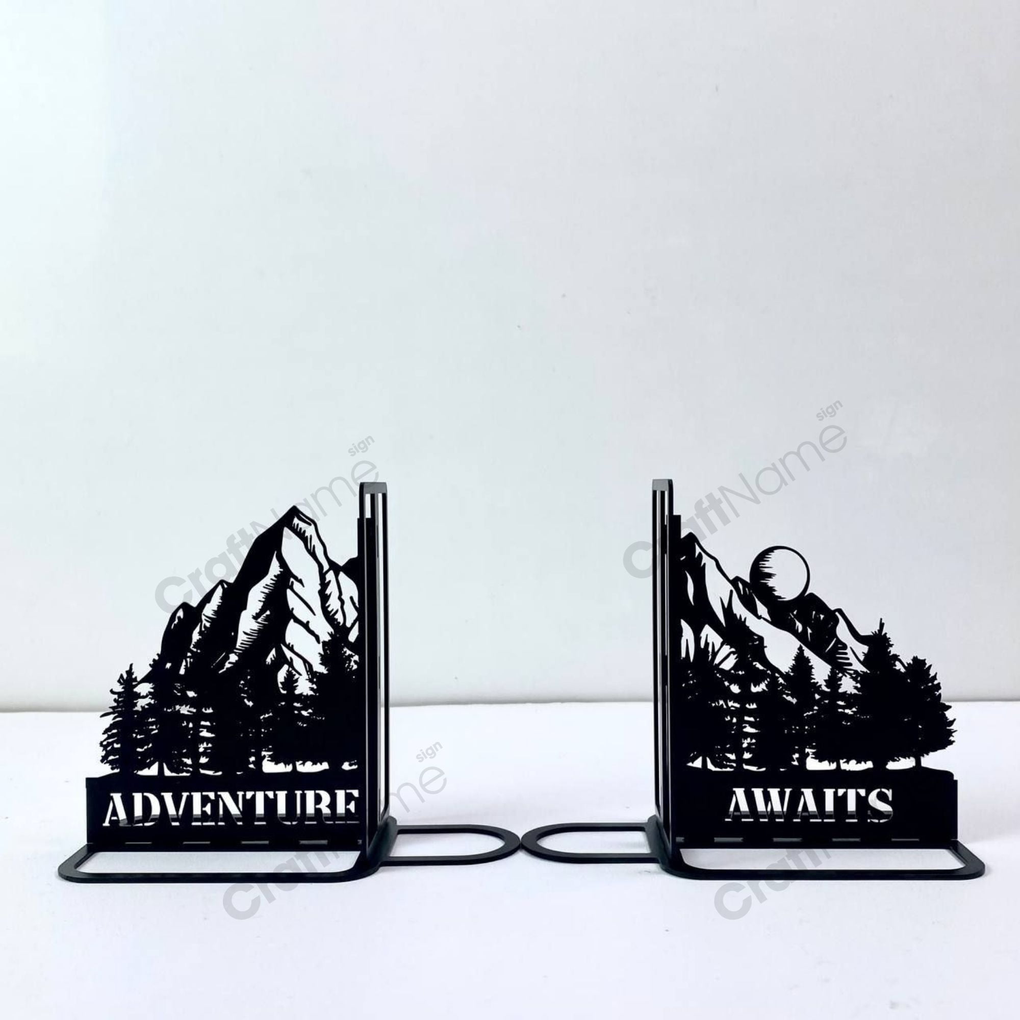 Craftnamesign Customized Mountain Forest Name Metal Bookends, Mountain ...