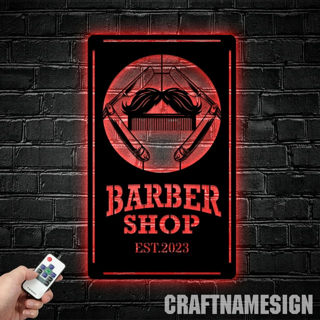 Craftnamesign Cut & Shaved Barber Shop Metal Sign, Custom Barber Shop ...