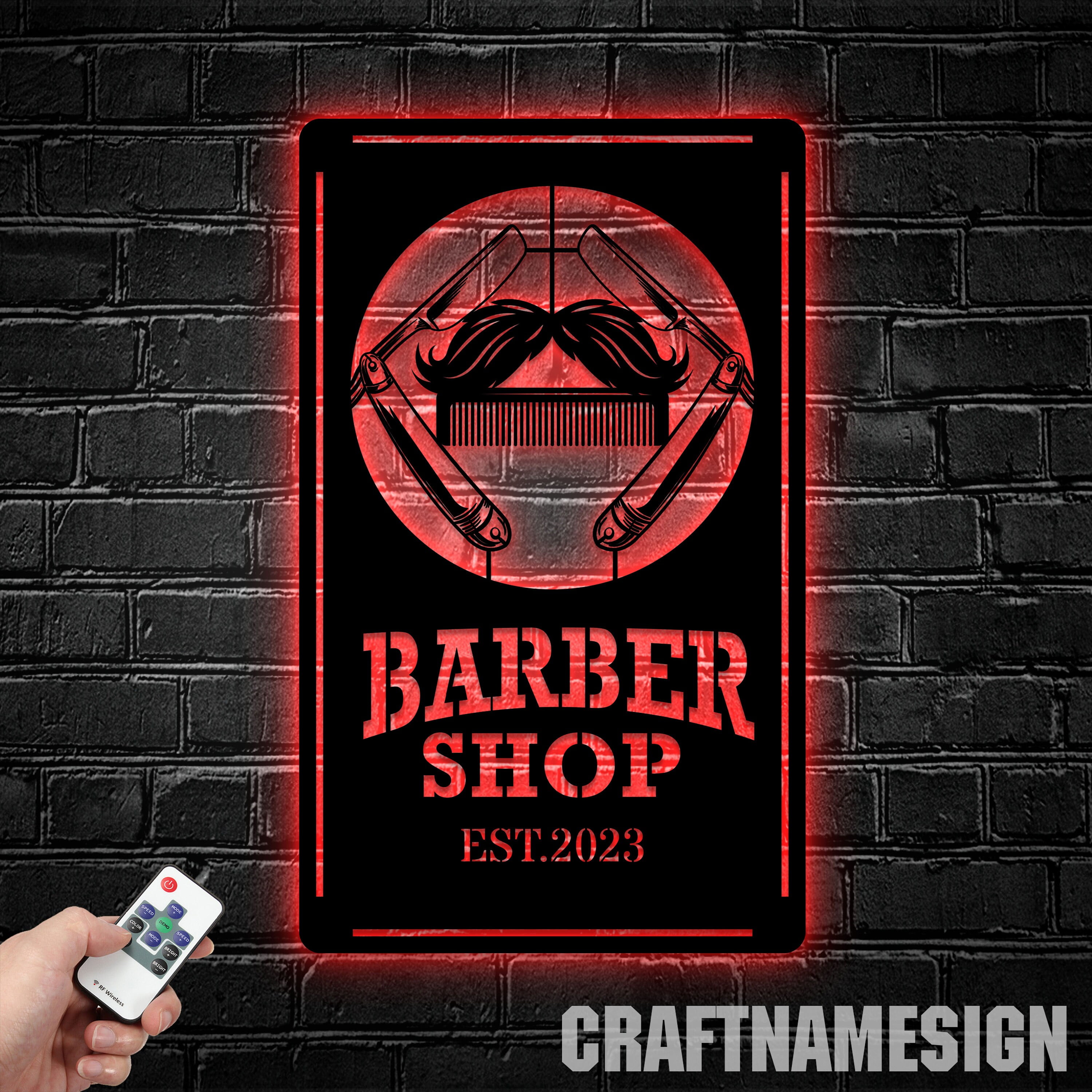 Craftnamesign Cut & Shaved Barber Shop Metal Sign, Custom Barber Shop ...
