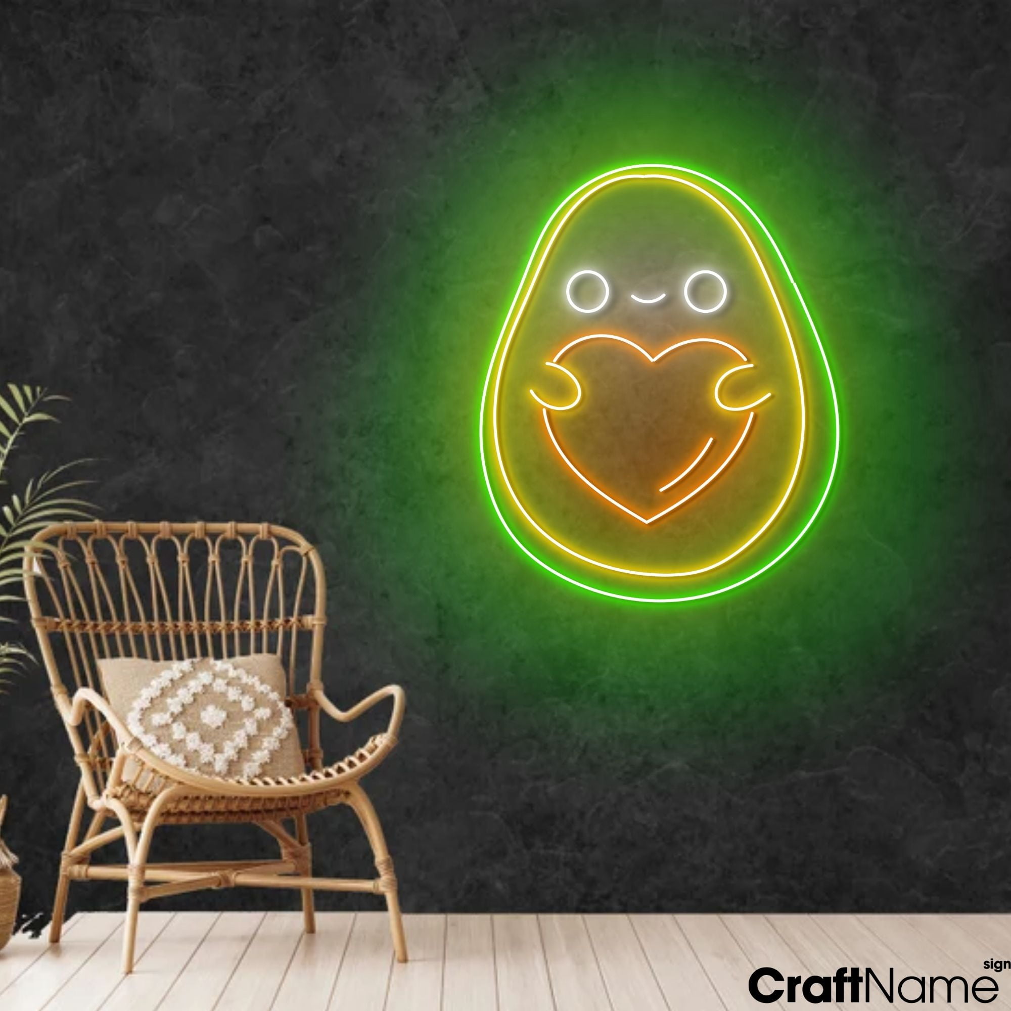 Craftnamesign Cute Avocado Neon Light Up Sign For Fruit Juice Store ...