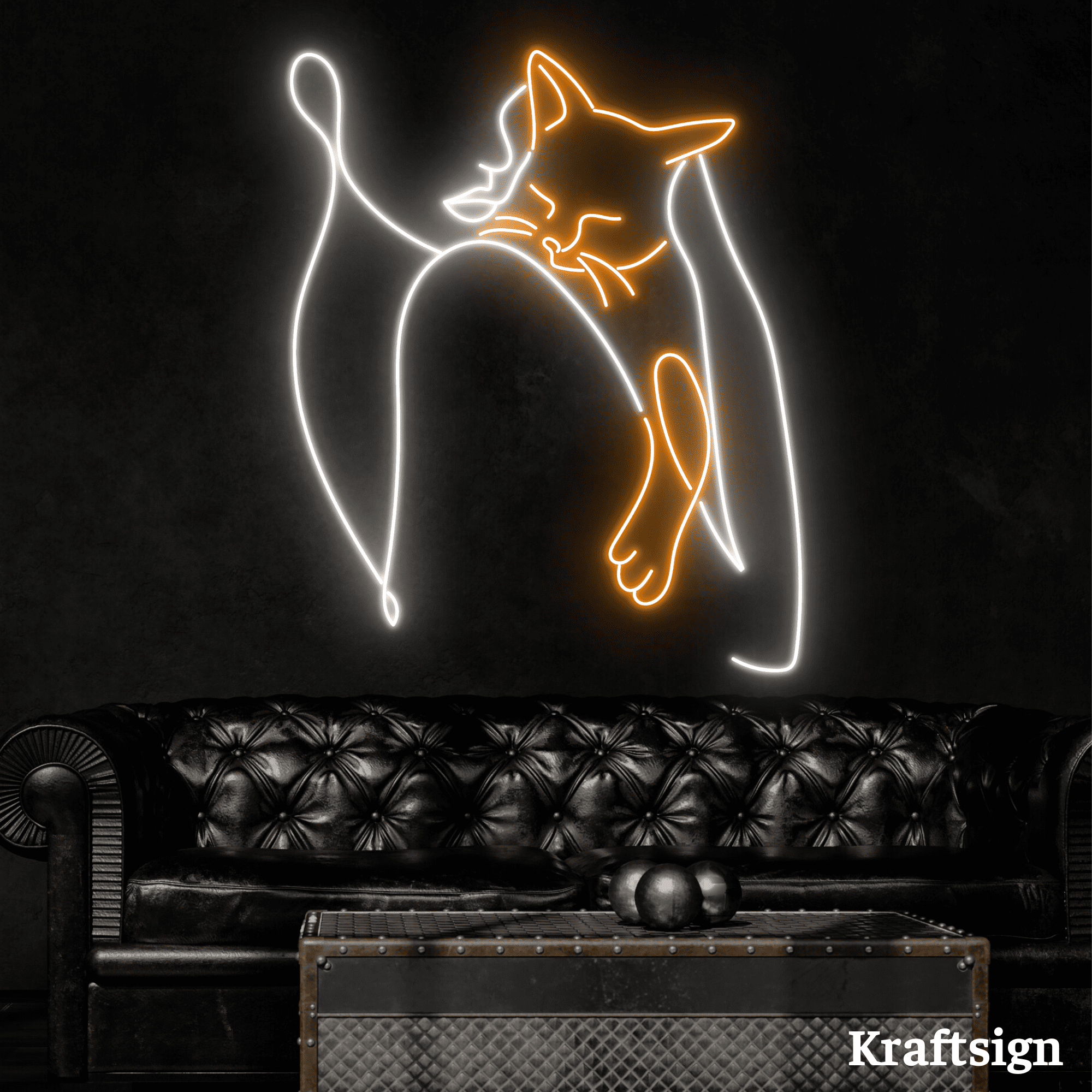 Craftnamesign Cute Cat Neon Sign, Cat Line Art, Cat Wall Decor, Cat ...