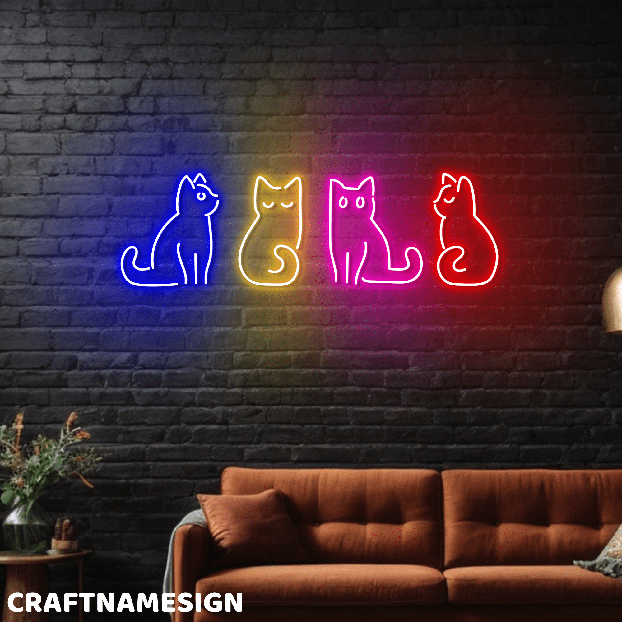 Craftnamesign Cute Cat Neon Sign, Pet Shop Wall Sign, Store Shop Wall ...