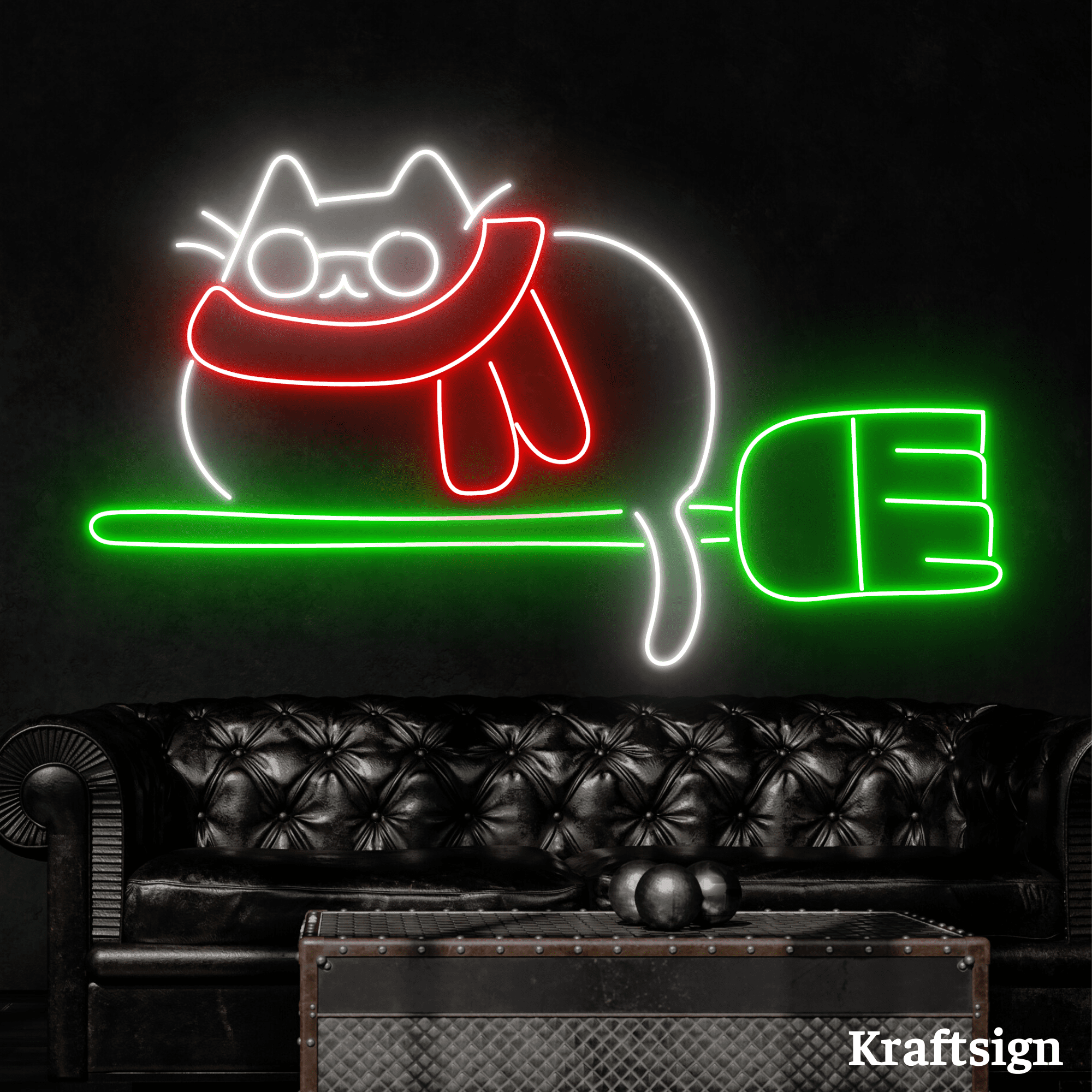 Craftnamesign Cute Cat On Broom Neon Sign, Cat Wall Art, Cat Home Decor ...