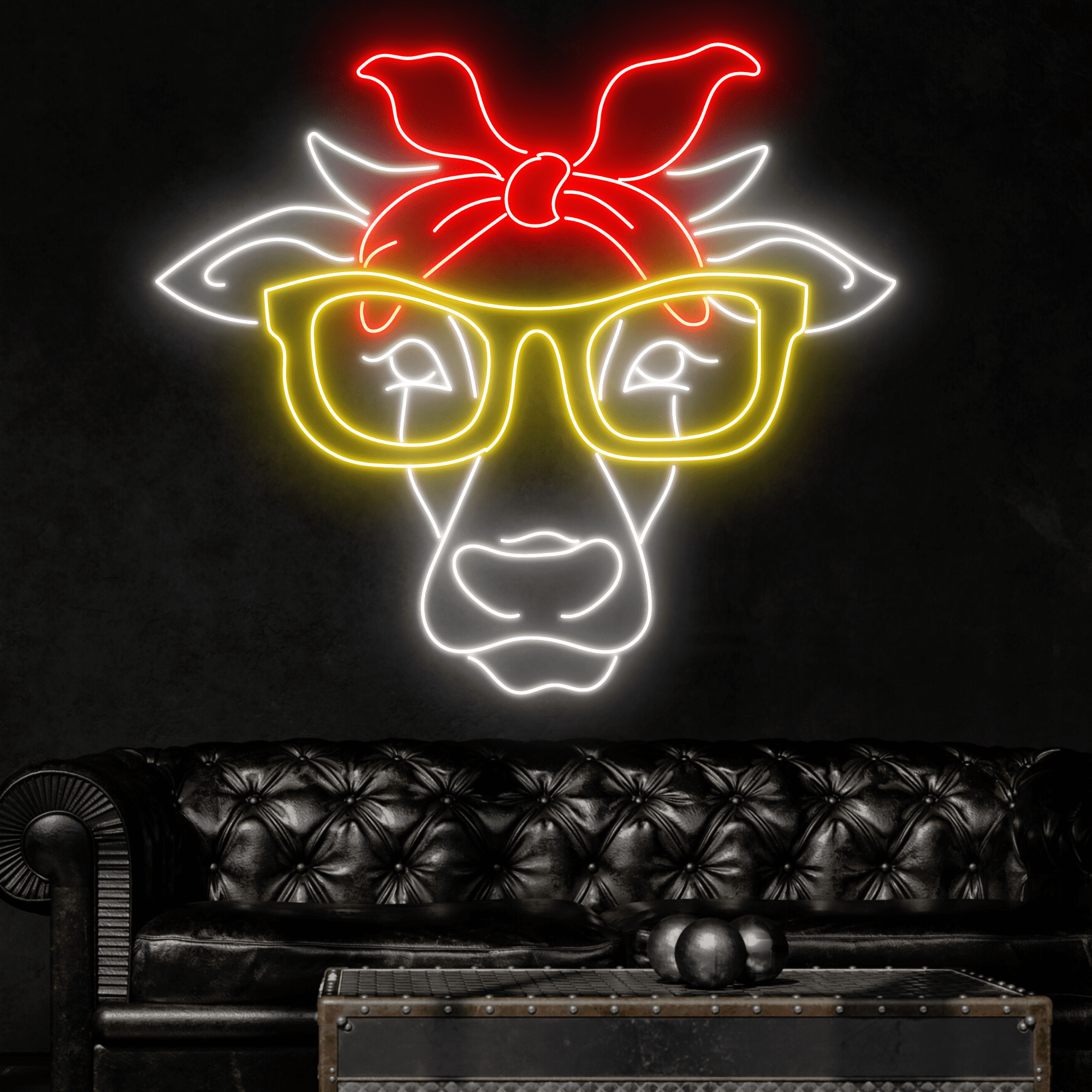 Craftnamesign Cute Cow Neon Sign, Cow Wall Art, Animal Wall Decor ...