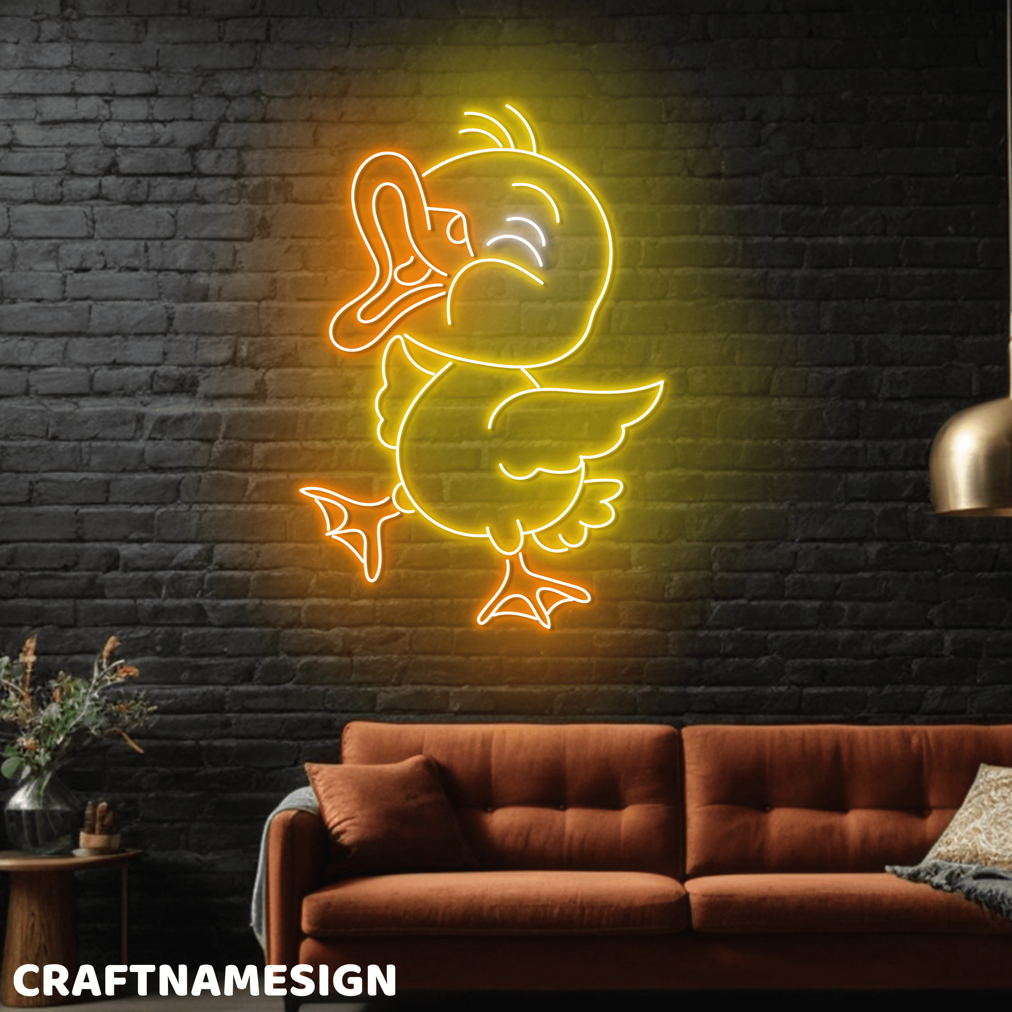 Craftnamesign Cute Duck Neon Light For Wall Decor, Animal LED Wall Sign ...