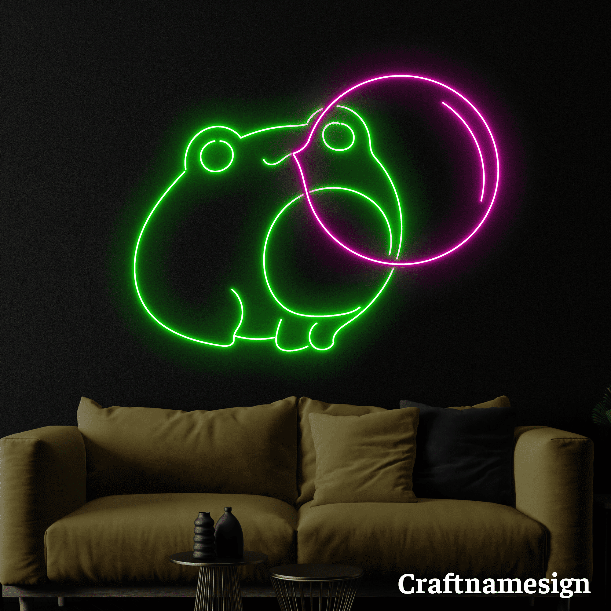 Craftnamesign Cute Frog LED Light Neon Sign for Kid Room Nursery Party ...