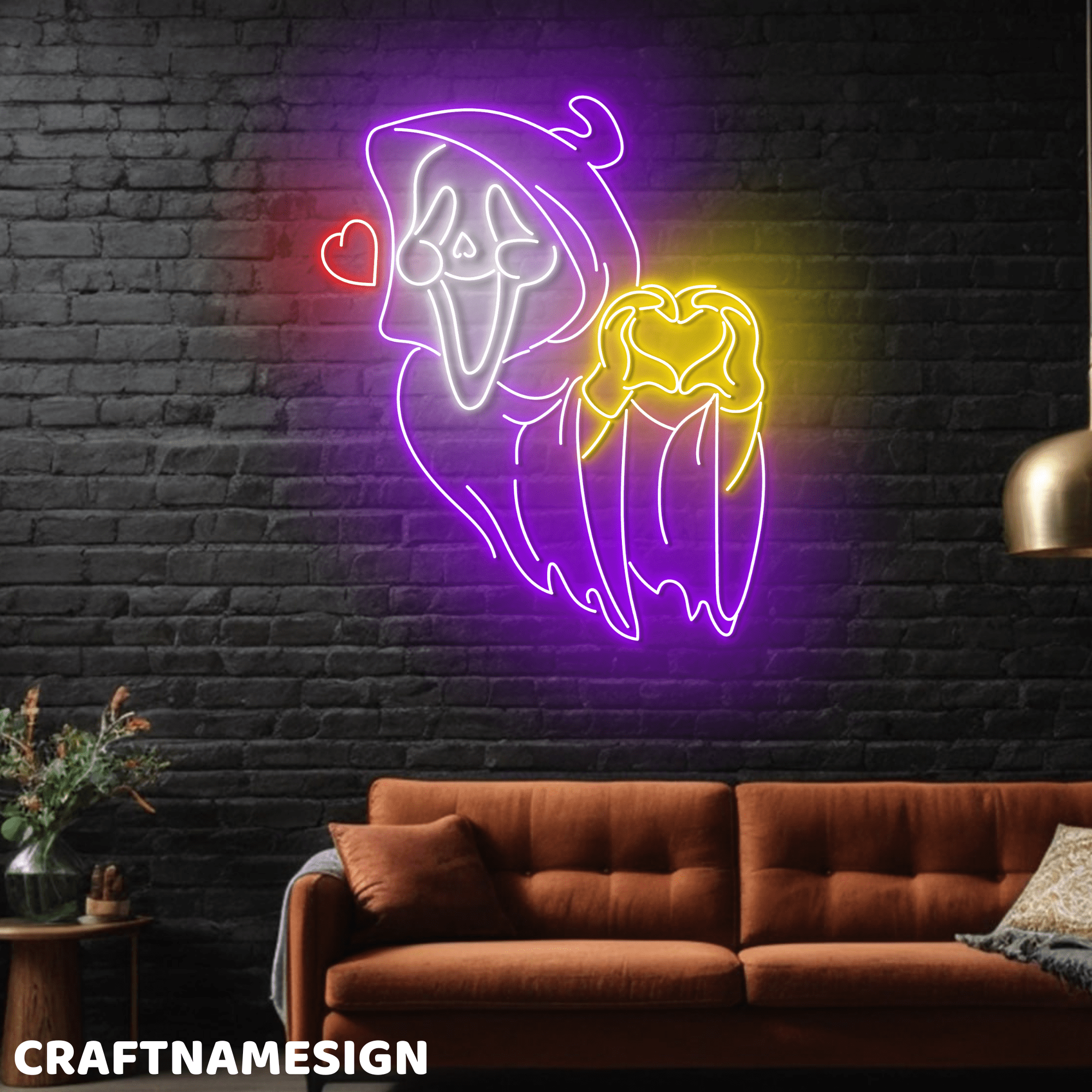 Craftnamesign Cute Grim Reaper Heart Neon Light, Death LED Sign For ...