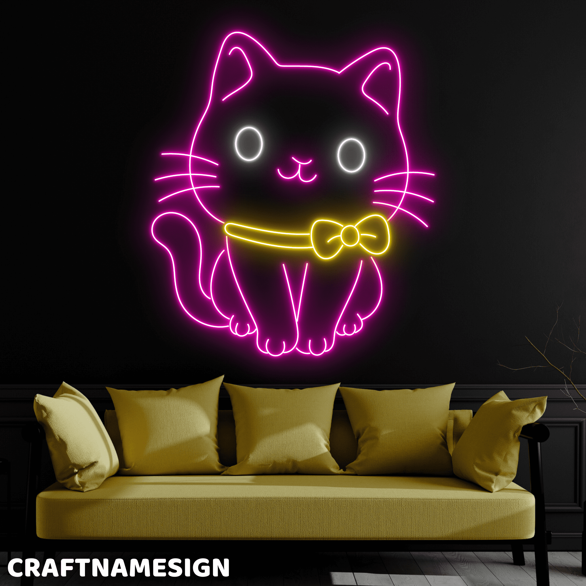 Craftnamesign Cute Kitty Neon Sign, Cat Wall Art, Wall Decor For Pet ...
