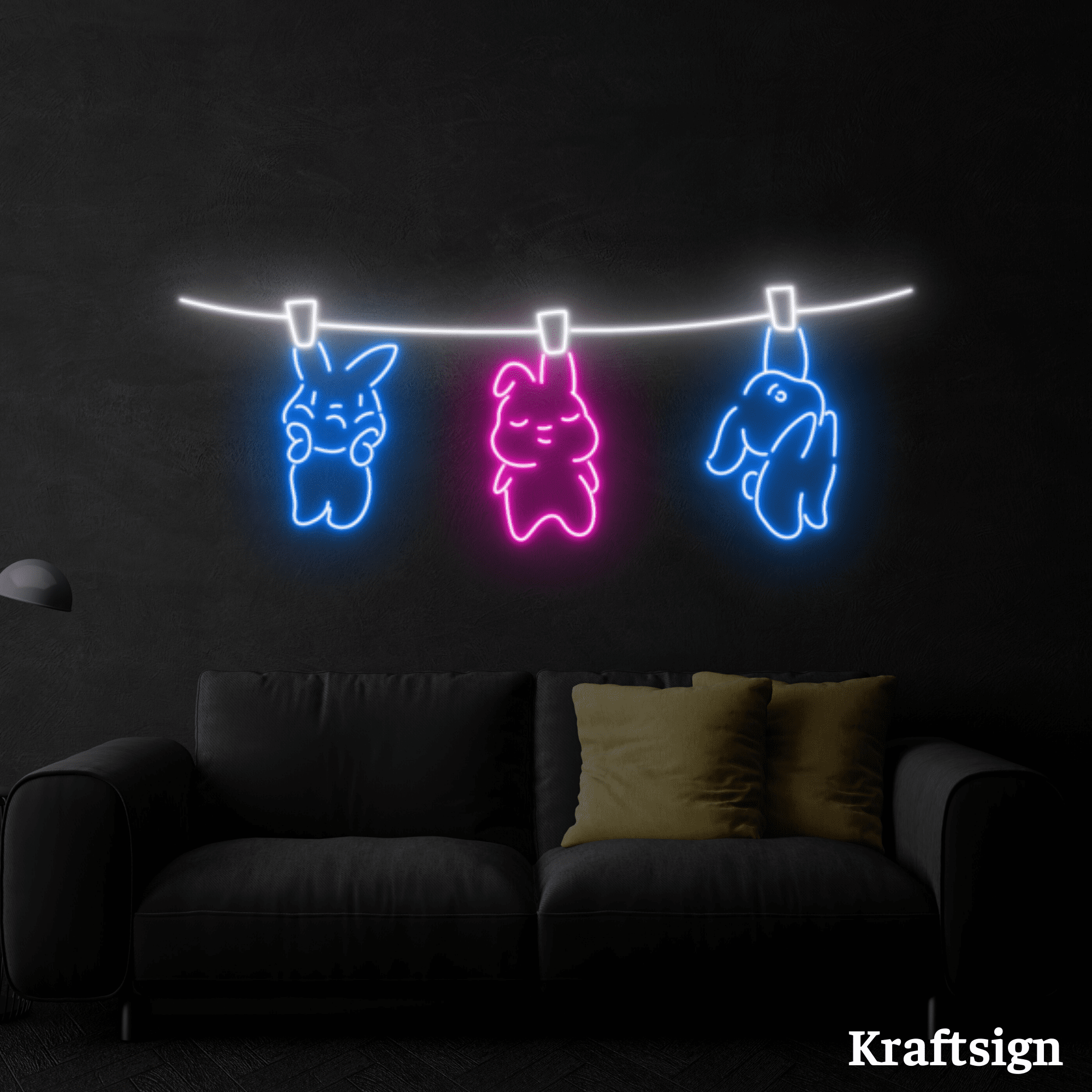 Craftnamesign Cute Rabbit Neon Sign, Kid Room Decor, Rabbit Lover Gifts ...