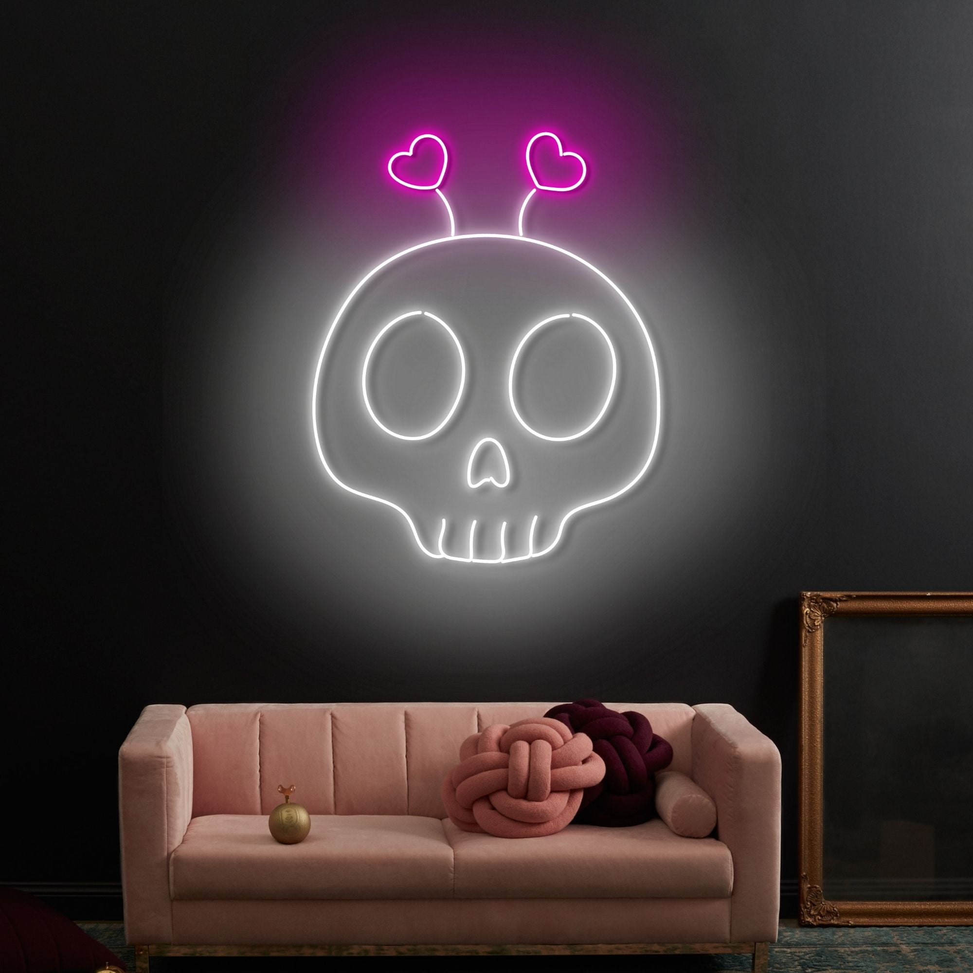 Craftnamesign Cute Skull Neon Sign, Skull Heart Led Light, Skull Sign ...