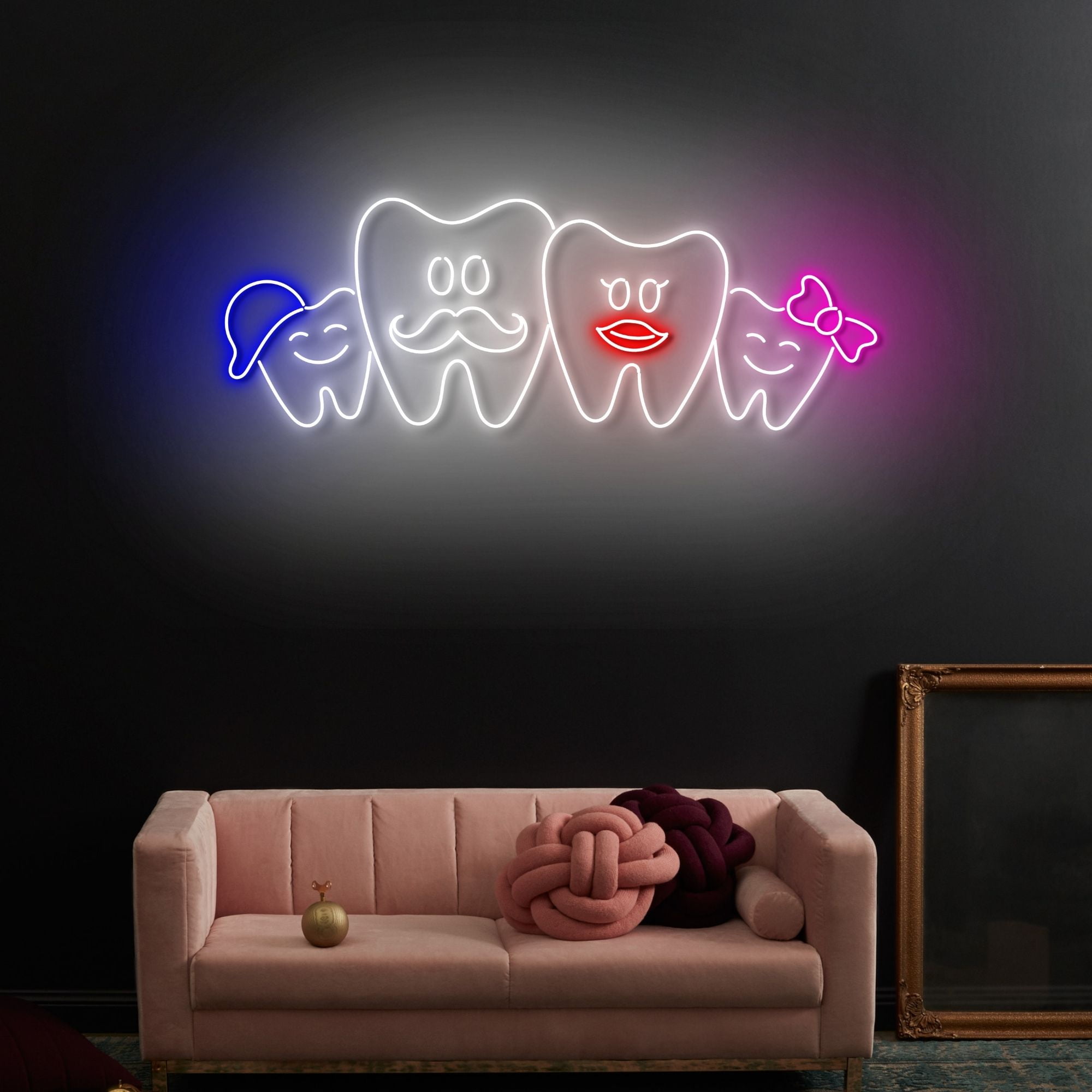 Craftnamesign Cute Teeth LED Light Wall Decor, Tooth Dental Clinic Neon ...