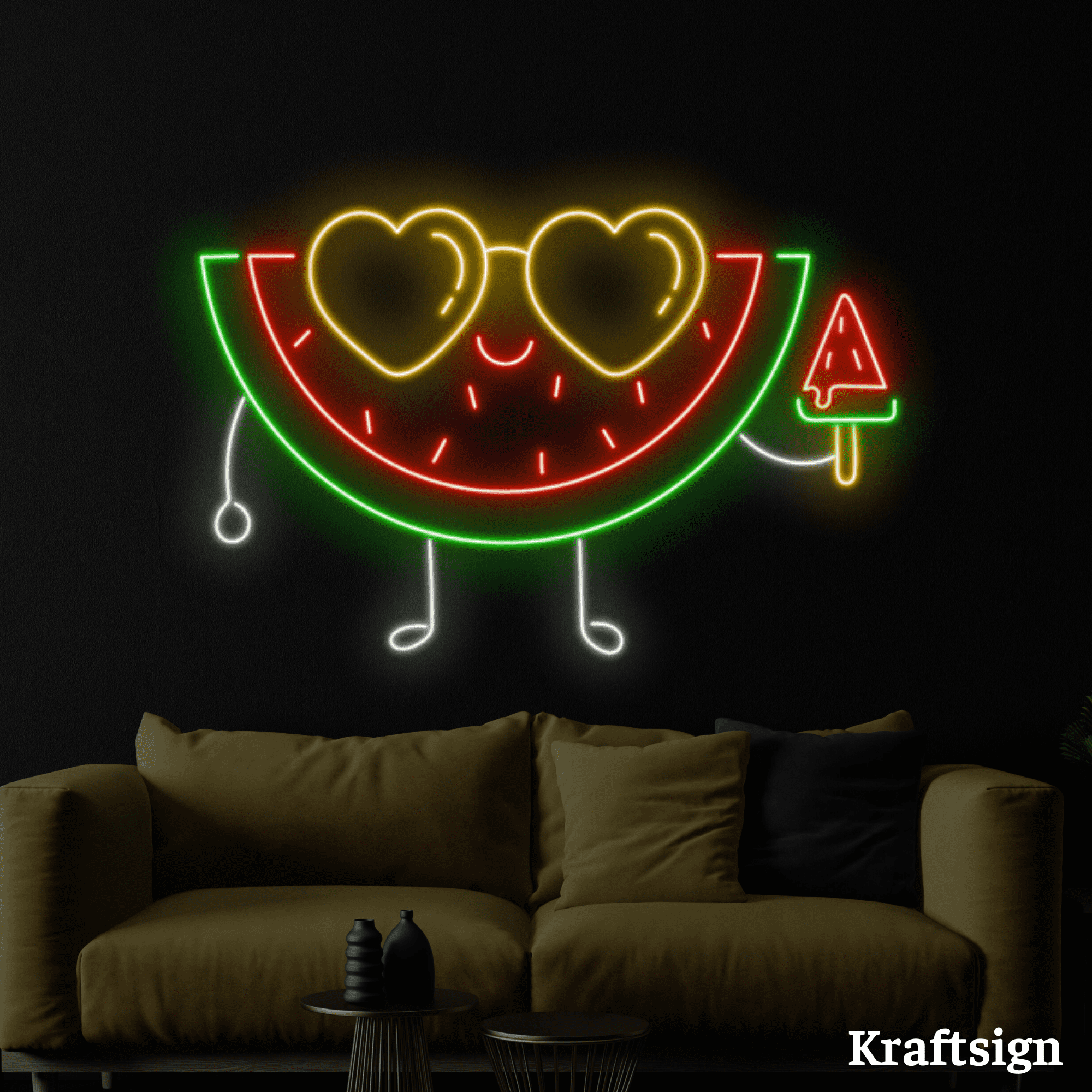 Craftnamesign Cute Watermelon Neon Sign, Ice Cream Signs, Fruit Shop ...