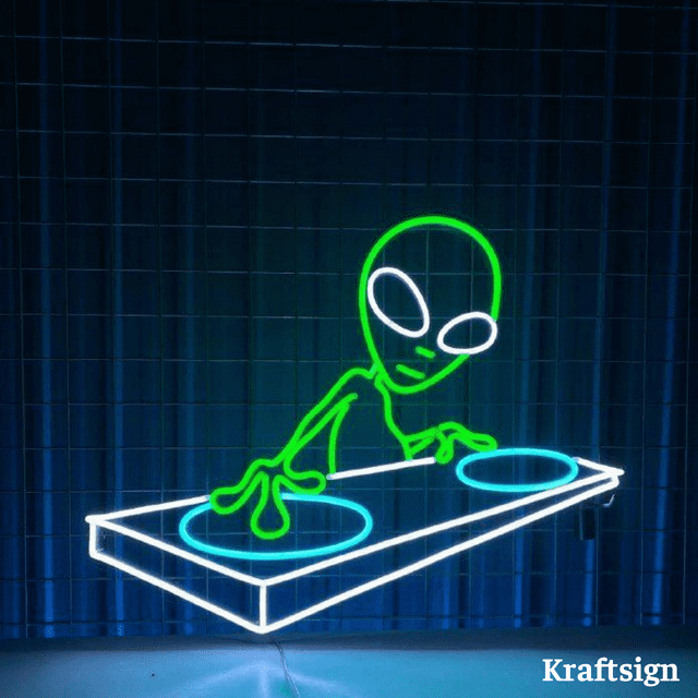 Craftnamesign DJ Alien Neon Sign, Spaceman LED Sign, Alien Lover Gifts ...