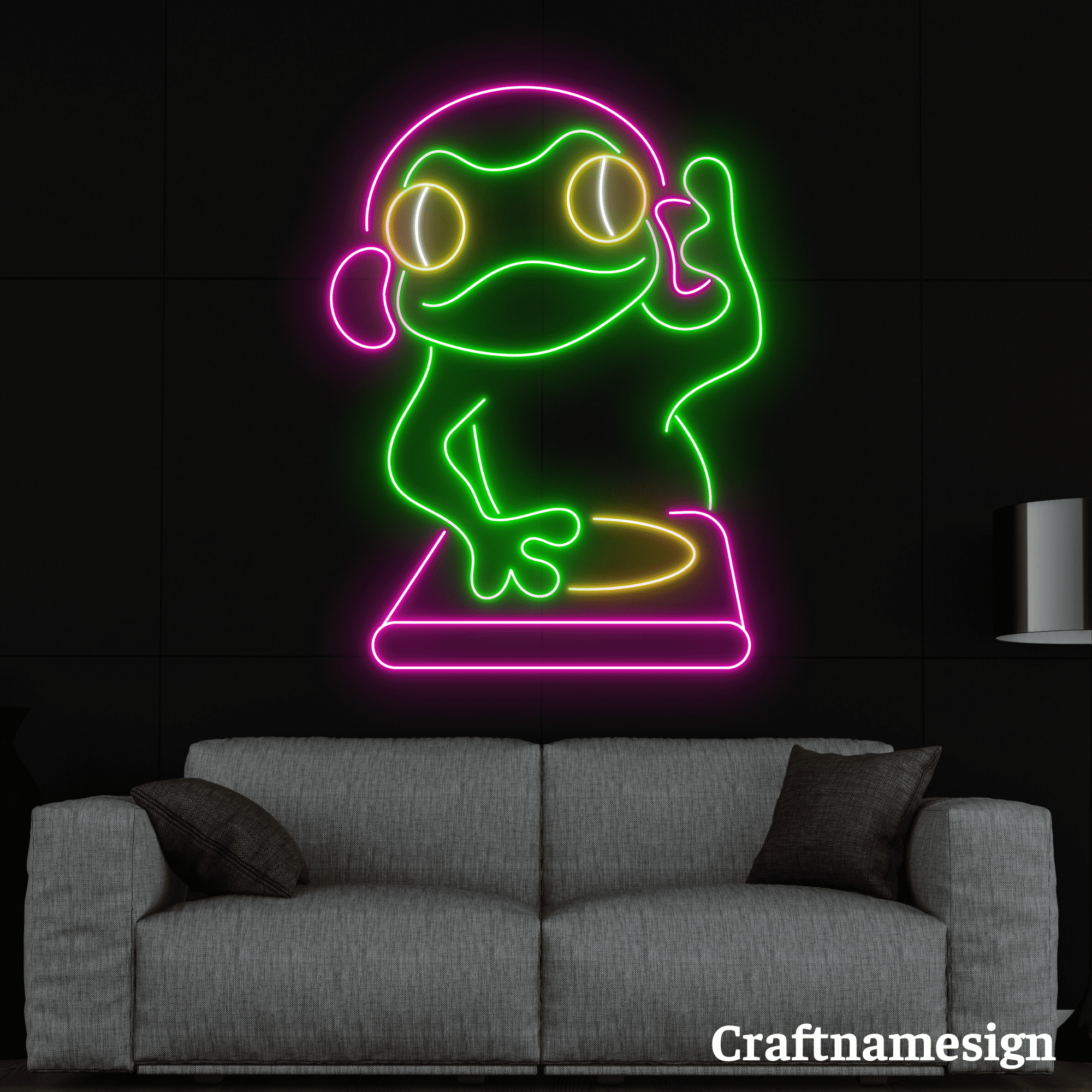 Craftnamesign DJ Frog LED Light Neon Sign for Bedroom Bar Club Wall ...