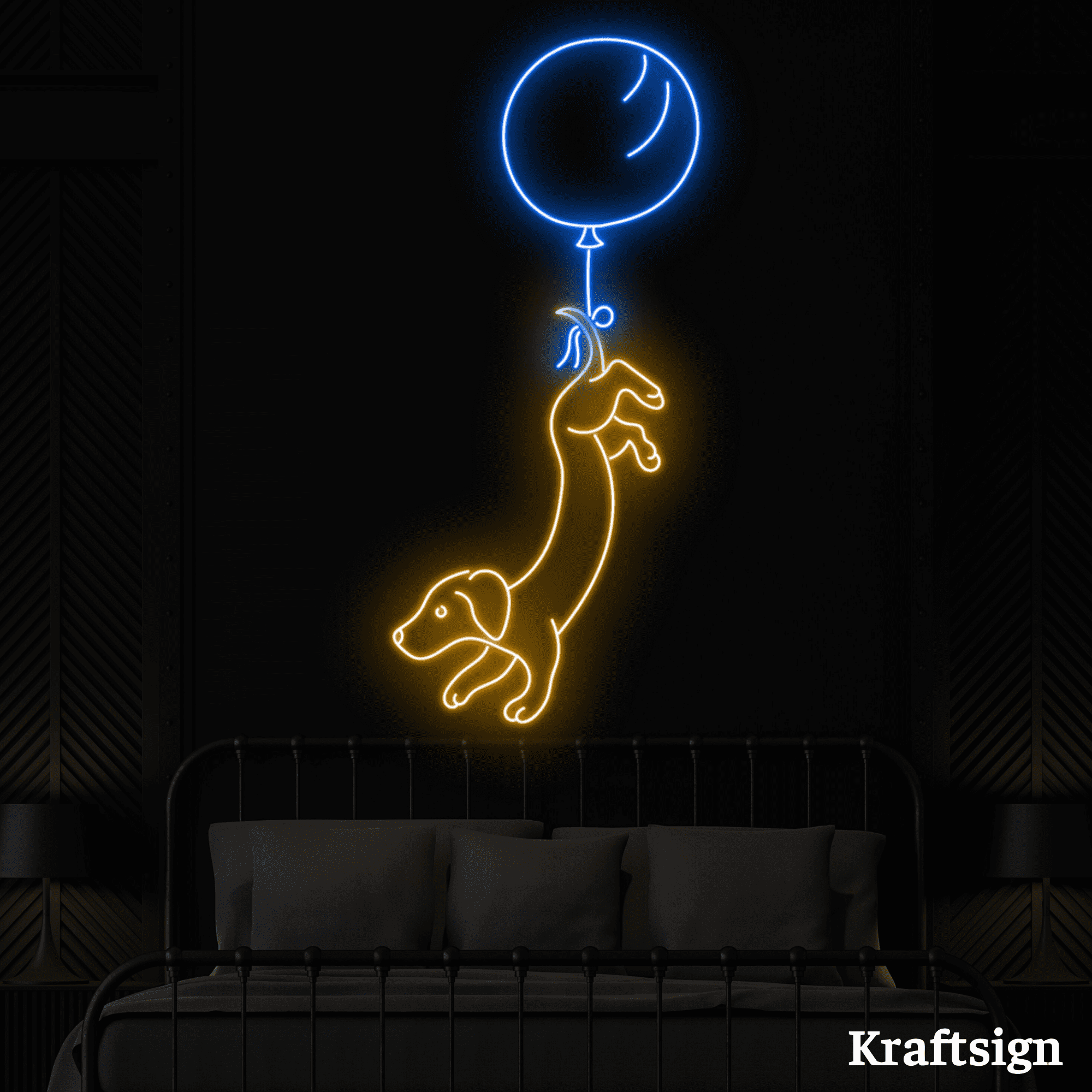 Craftnamesign Dachshund Ballon Neon Sign, Nursery Decor, Dog Lover ...