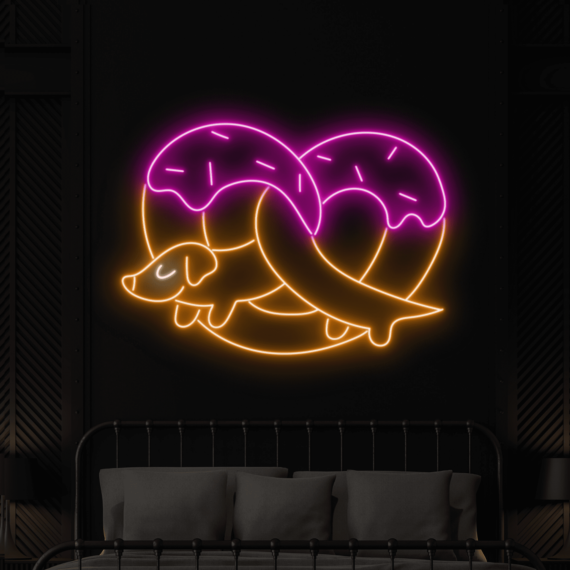 Craftnamesign Dachshund Donut Neon Sign, Donut Shop LED Sign, Dog Decor ...