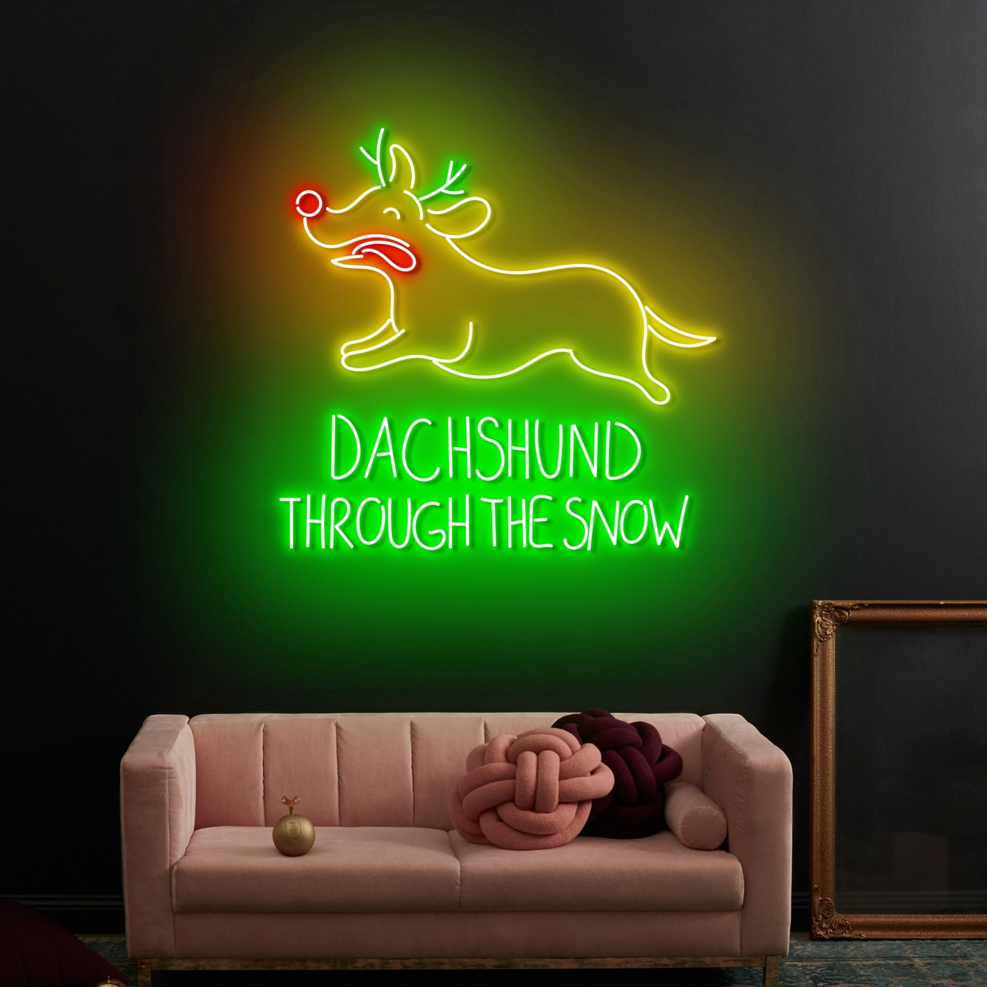 Craftnamesign Dachshund Through The Snow Neon Sign, Christmas Dachshund ...