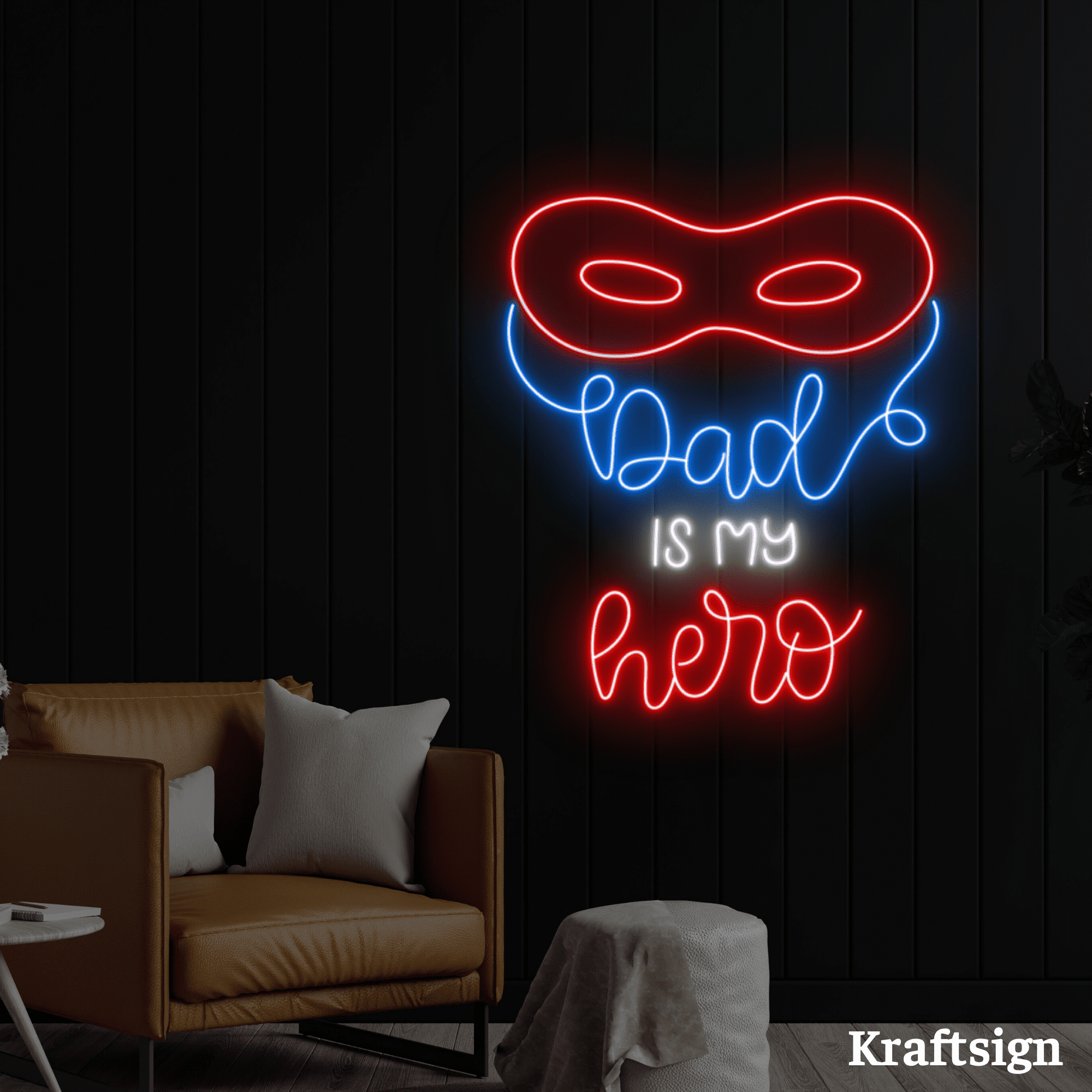 Craftnamesign Dad Is My Hero Neon Sign, Father Day Gifts Decor, Room ...
