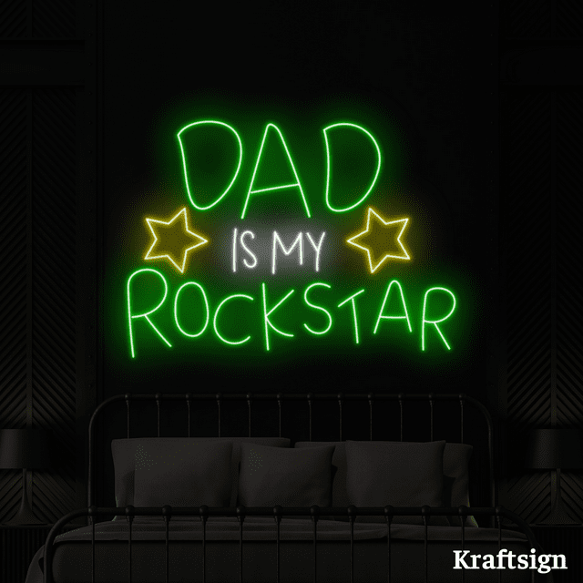 Craftnamesign Dad Is My Rockstar Neon Sign, Father Day Gifts Decor ...