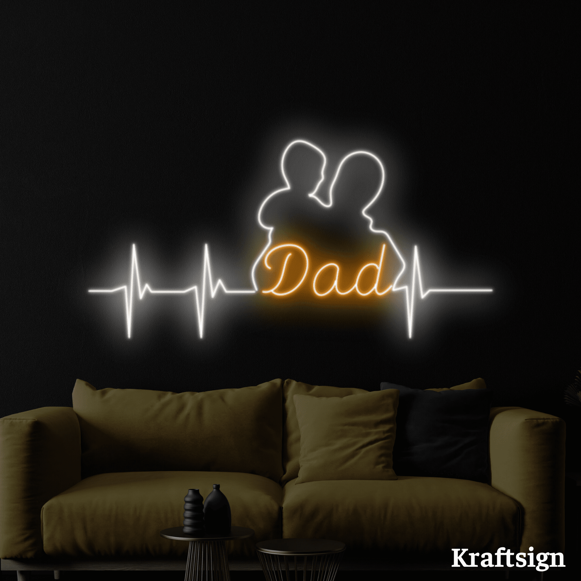 Craftnamesign Dad and Son Neon sign, Heartbeat LED Sign, Father Day ...