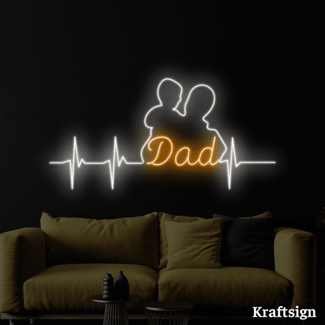 Craftnamesign Dad and Son Neon sign, Heartbeat LED Sign, Father Day ...
