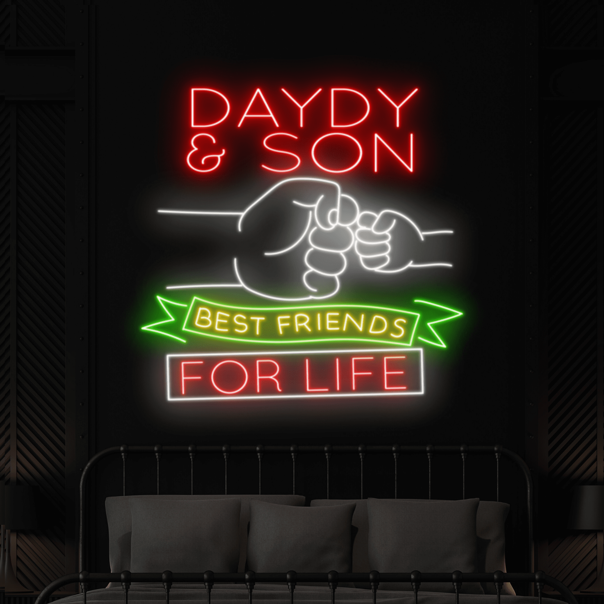 Craftnamesign Daddy Son Best Friends Neon Sign, Father's Day Gifts ...