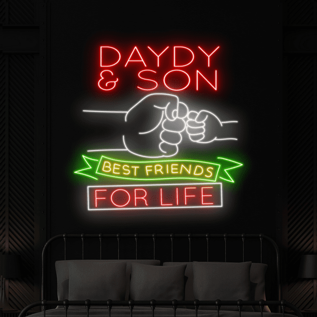 Craftnamesign Daddy Son Best Friends Neon Sign, Father's Day Gifts ...